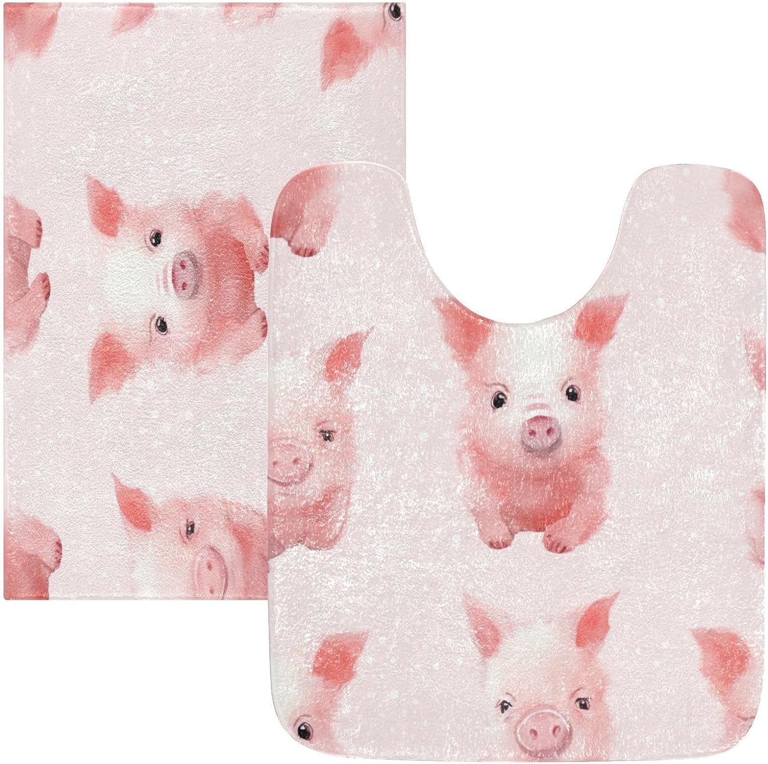 Dreamtimes Bathroom Rug Set 2 Pieces Cute Pig Soft and Absorbent ...