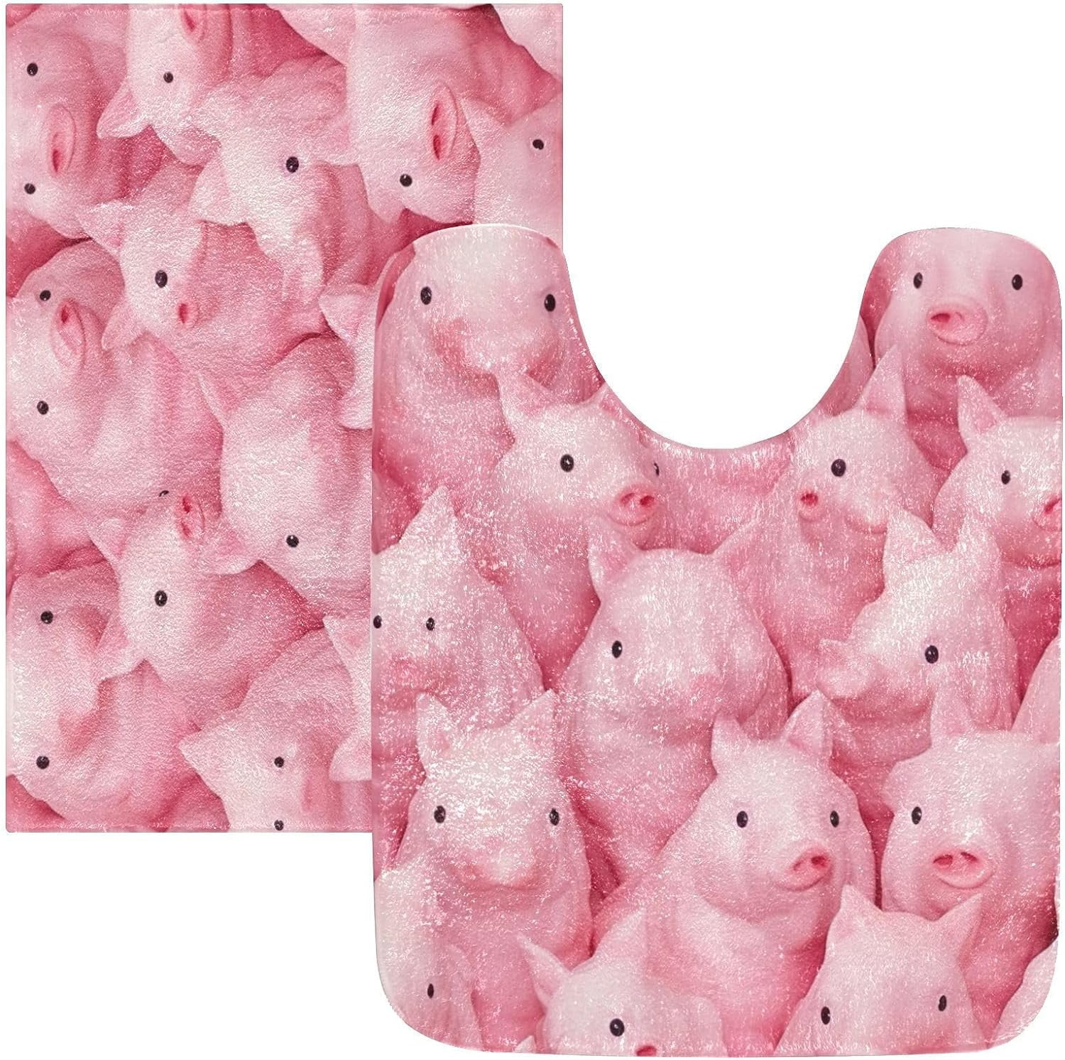 Dreamtimes Bathroom Rug Set 2 Pieces Cute Pig Soft and Absorbent ...