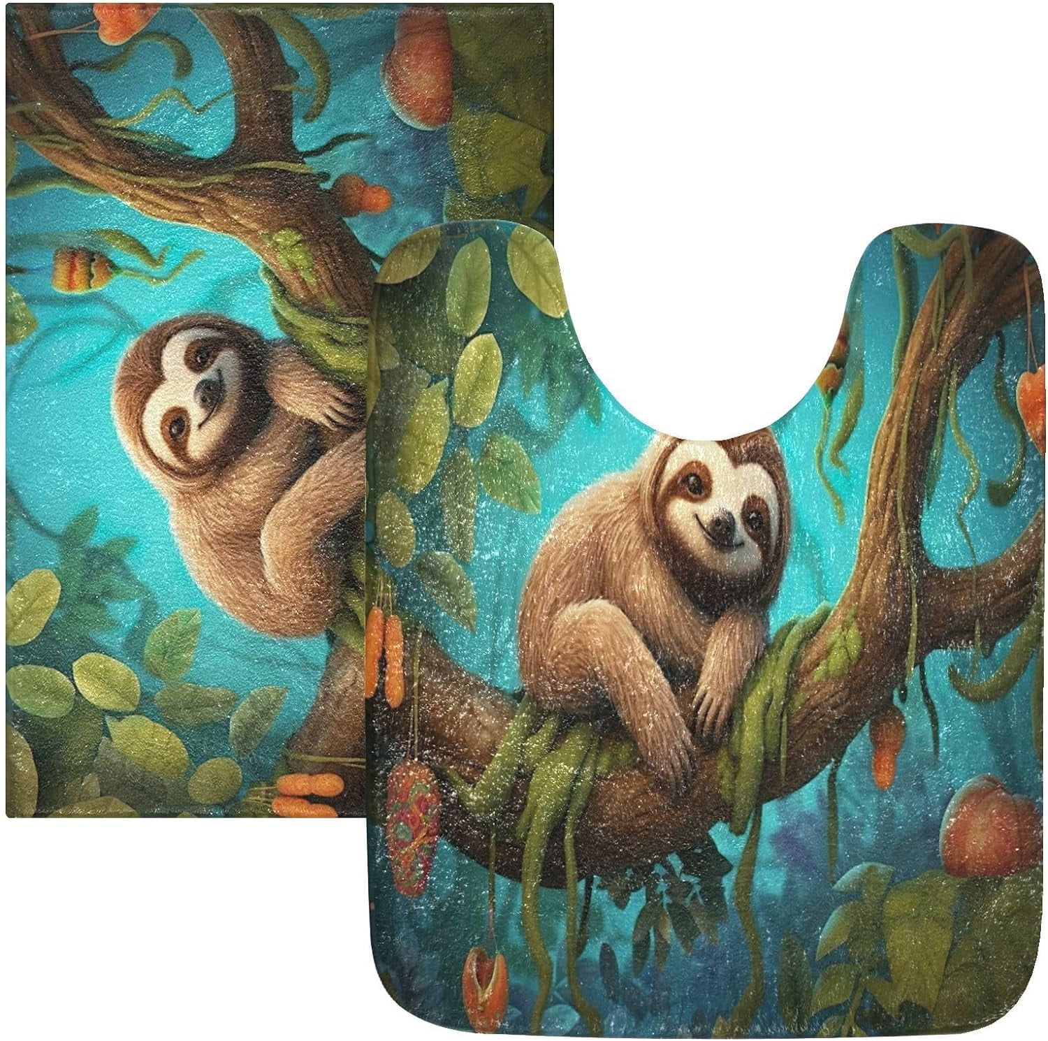 Dreamtimes Bathroom Rug Set 2 Pieces Cute Sloth Soft and Absorbent ...