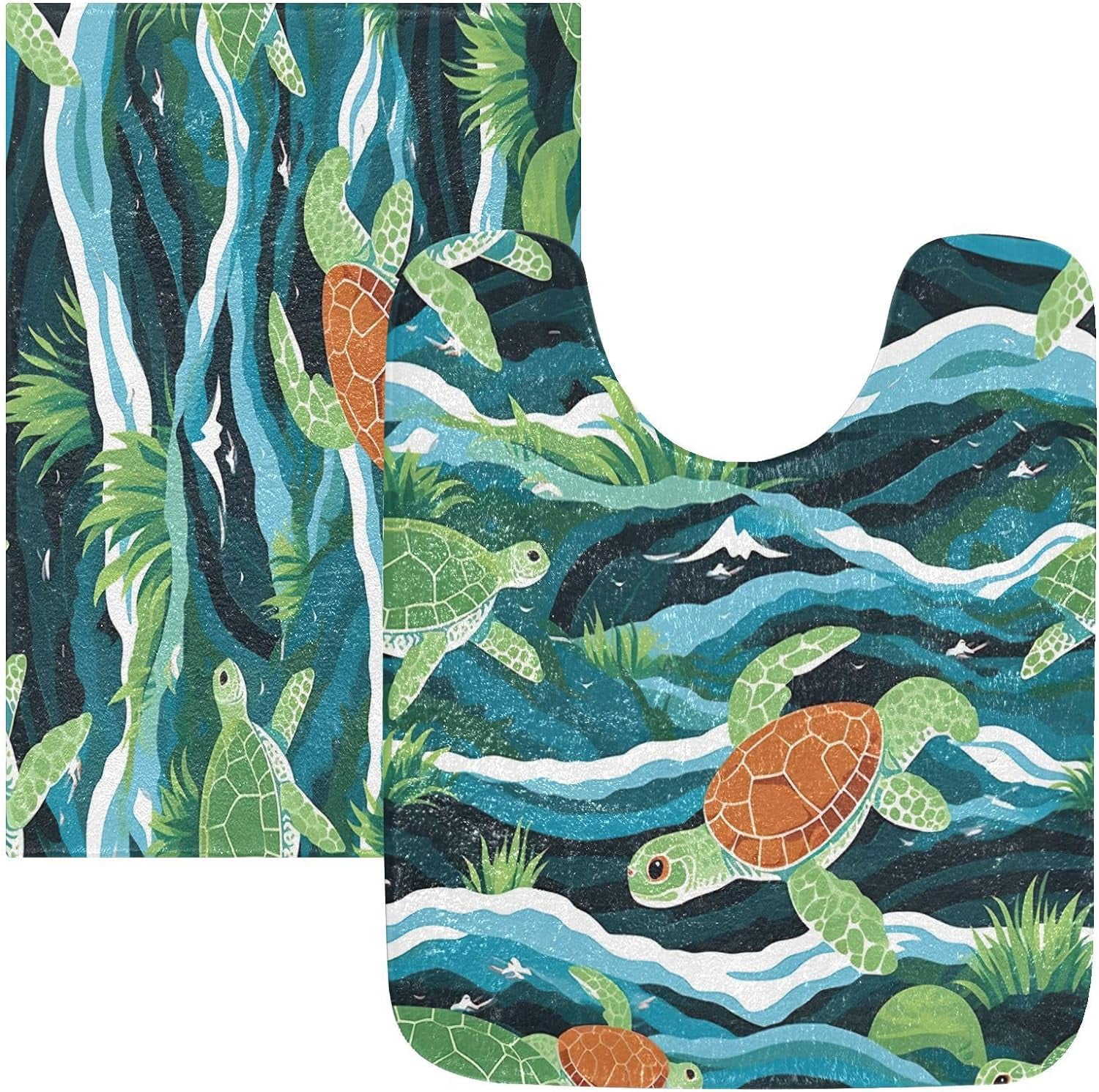 Dreamtimes Bathroom Rug Set 2 Pieces Cute Turtle Soft and Absorbent ...