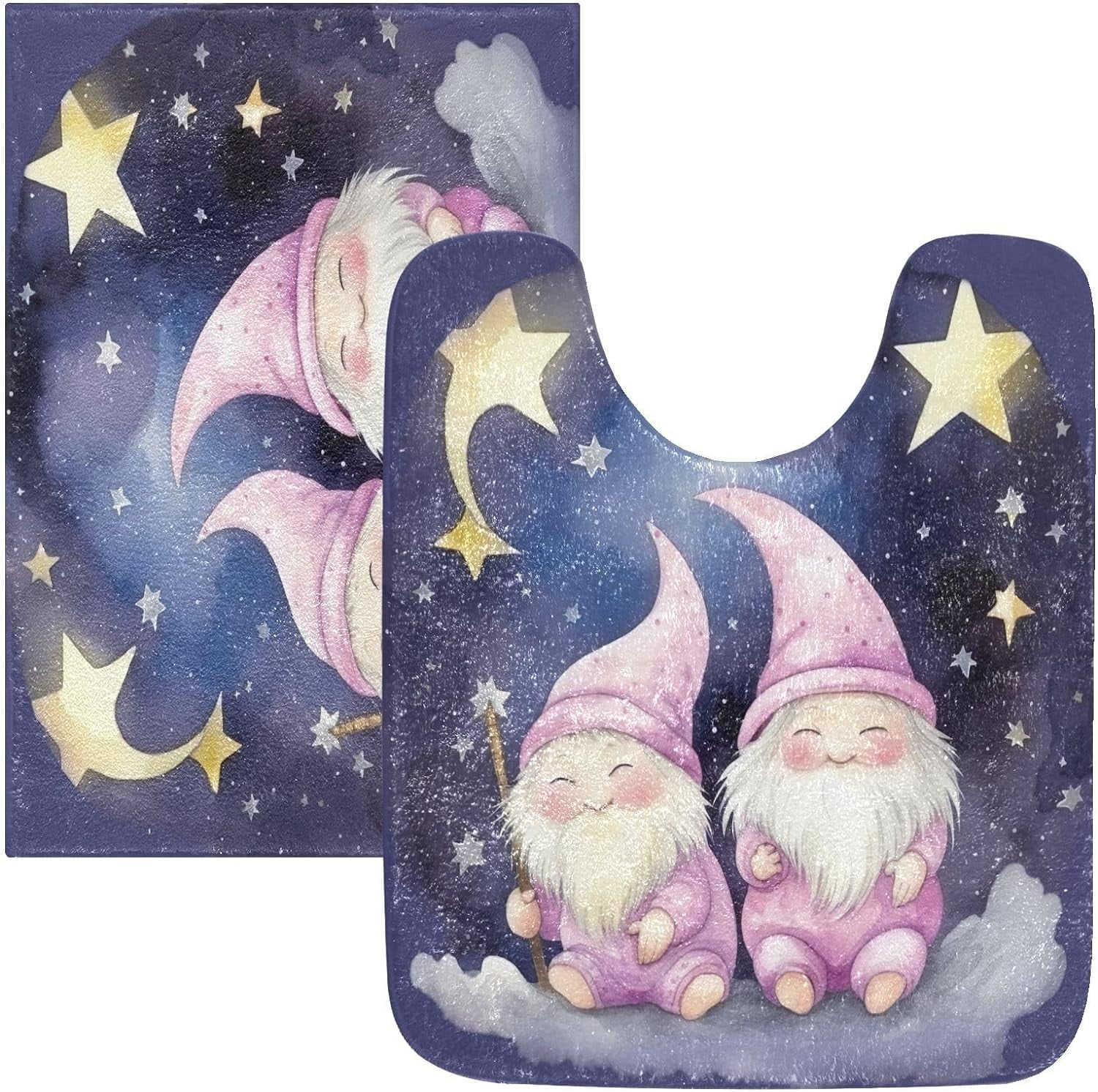 Dreamtimes Bathroom Rug Set 2 Pieces Gnome Star Soft and Absorbent ...