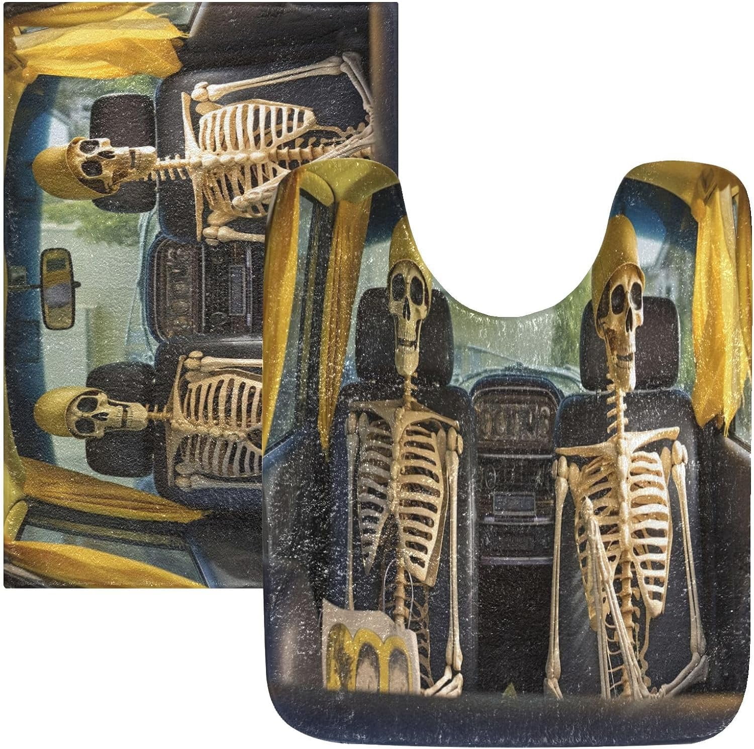 Dreamtimes Bathroom Rug Set 2 Pieces Skeleton Driver Soft and Absorbent ...