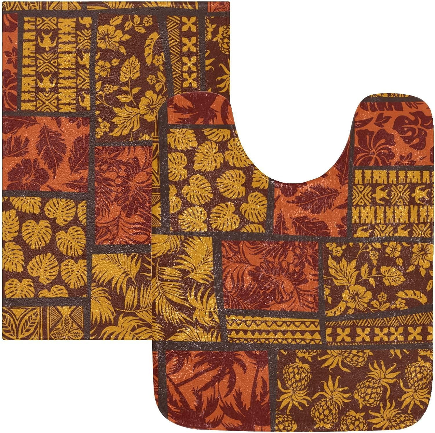 Dreamtimes Bathroom Rug Toiletry Mat Set Aloha Leaves Pattern Print ...