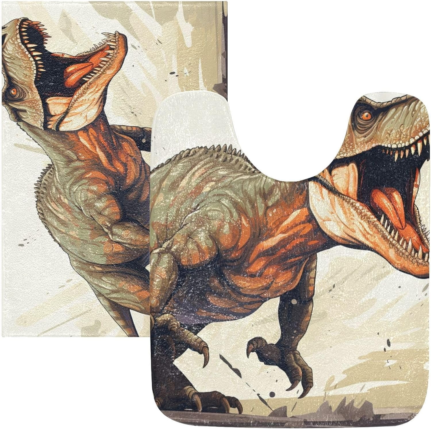 Dreamtimes Bathroom Rug Toiletry Mat Set Big Rex Dinosaur Print, Soft ...