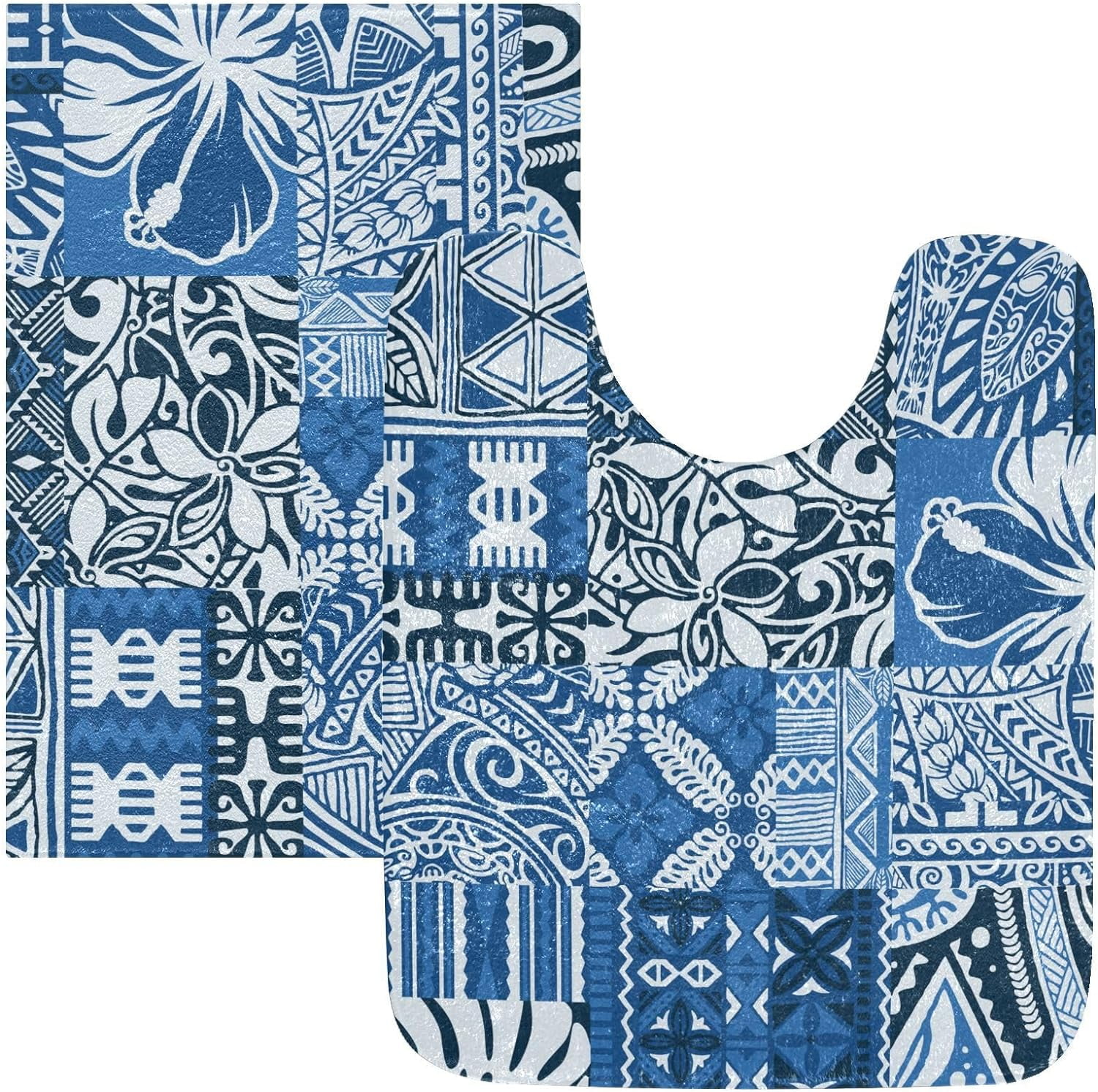 Dreamtimes Bathroom Rug Toiletry Mat Set Blue Aloha Pattern Print, Soft ...