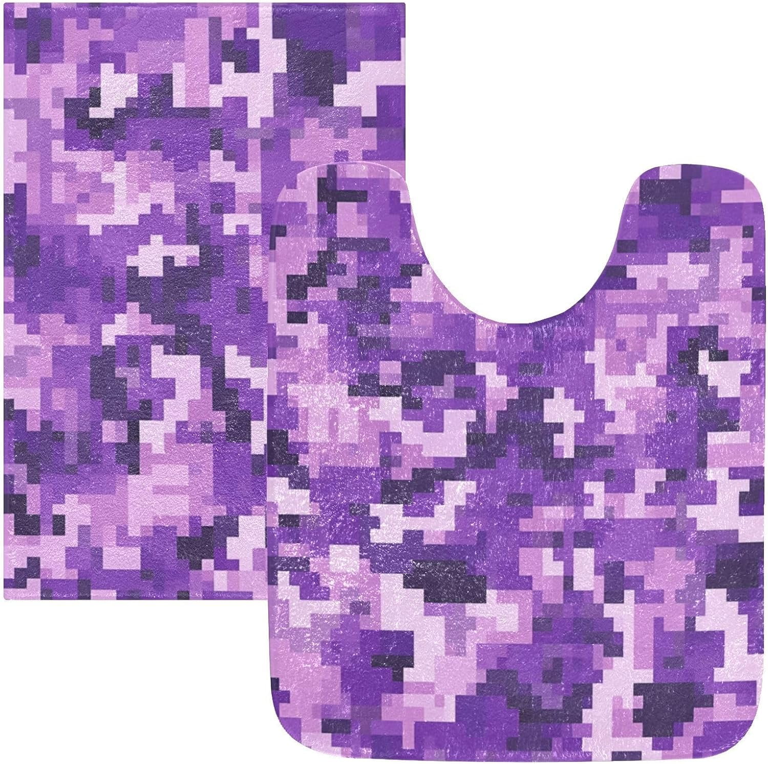 Dreamtimes Bathroom Rug Toiletry Mat Set Digital Purple Camo Print ...