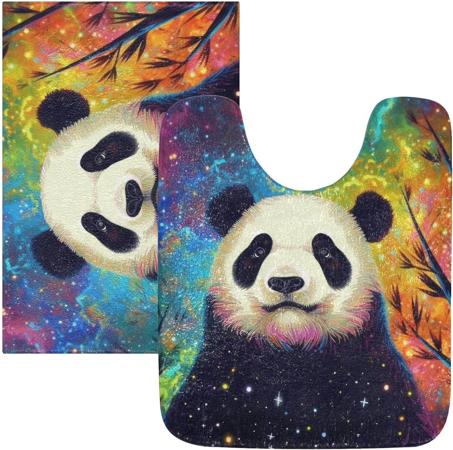 Dreamtimes Bathroom Rug Toiletry Mat Set Panda Starry Night Print, Soft ...