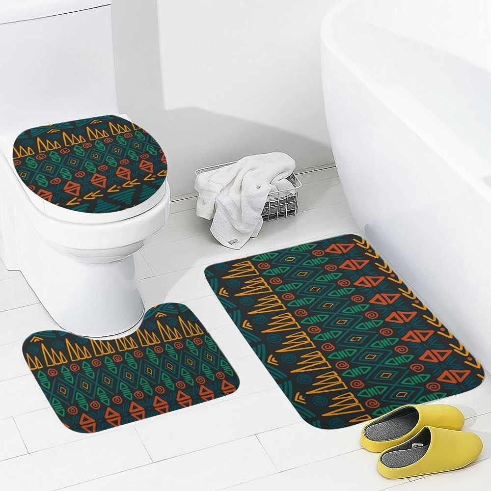 Dreamtimes Bathroom Rugs Set 3 Pieces Aztec Tribal Striped Blue Non ...
