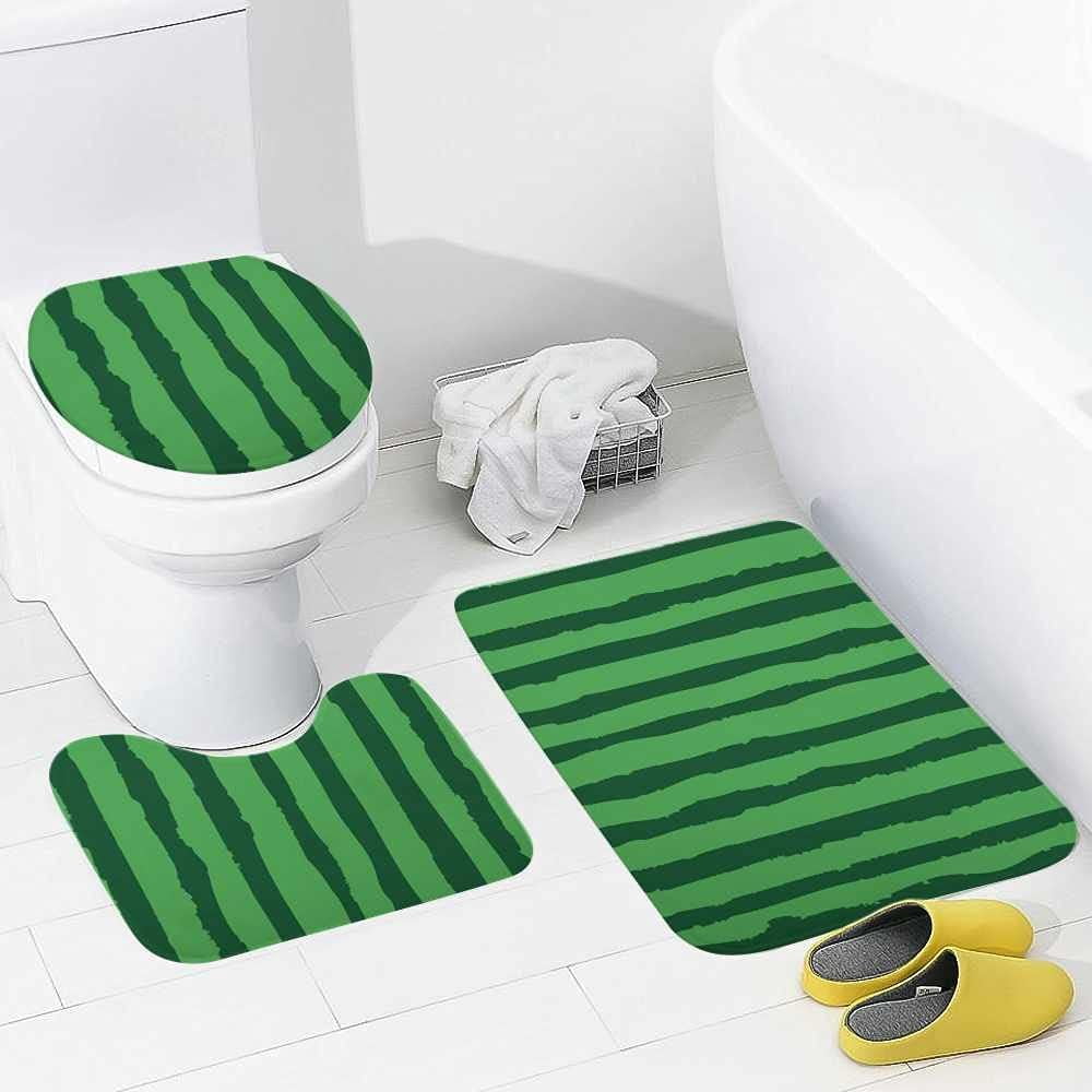 Dreamtimes Bathroom Rugs Set 3 Pieces Summer Watermelon Stripe Non Slip ...