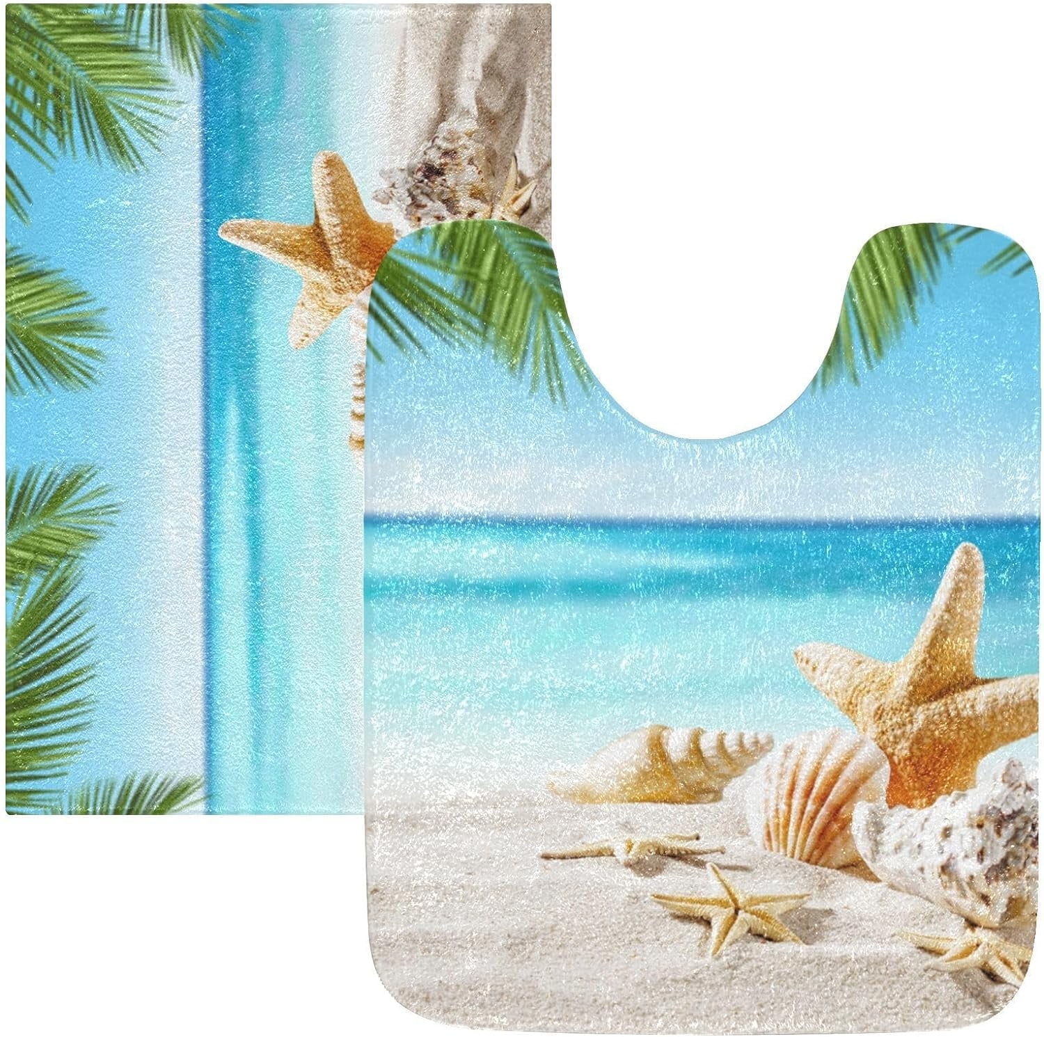 Dreamtimes Beach Palm Leaf Starfish Summer Bath Mat for Bathroom Shower ...