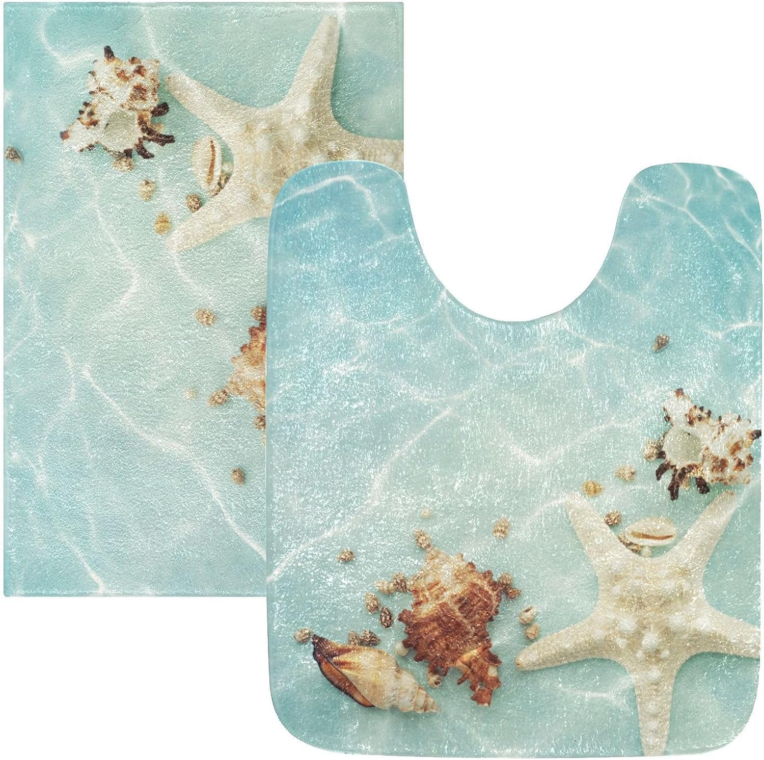Dreamtimes Beach Seashell Underwater Bath Mat for Bathroom Shower U ...