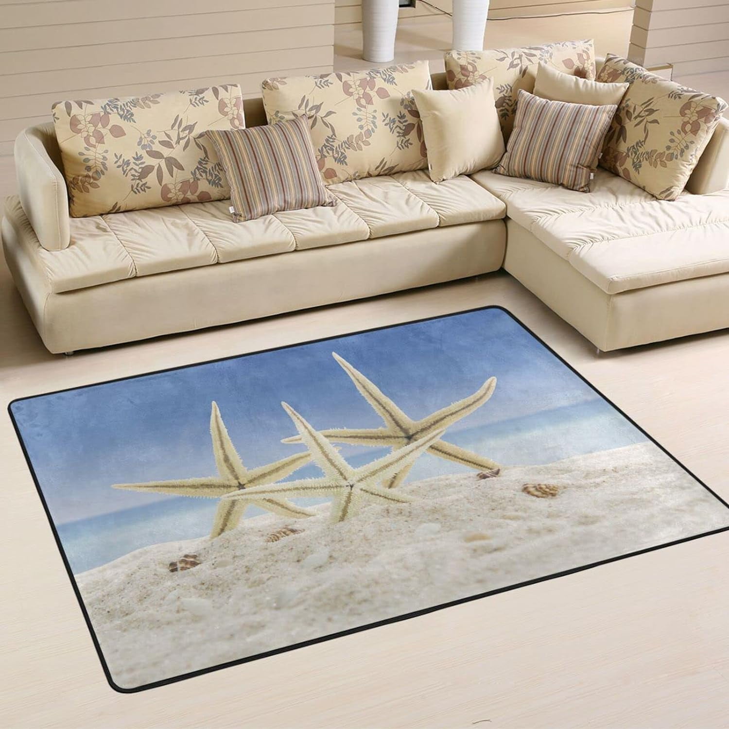 Dreamtimes Beach Starfish Family Area Rug 72x48in Summer Sandy Sky Non ...