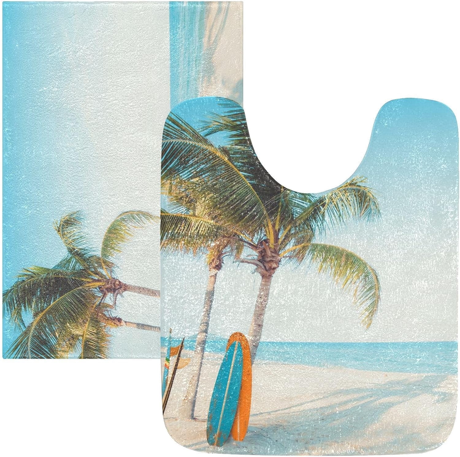 Dreamtimes Beach Surf Board Palm Tree Bath Mat for Bathroom Shower U ...