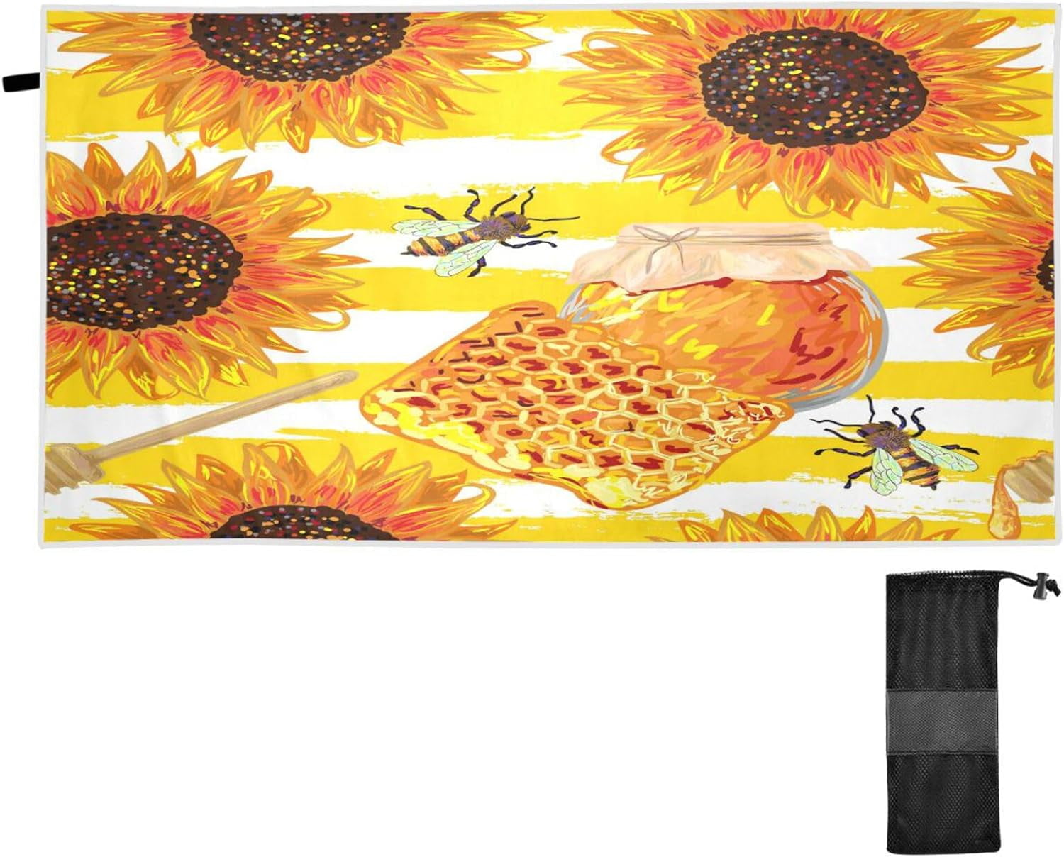 Dreamtimes Beach Towels Honey Combs Bee Sunflower Camping Towels Spring ...