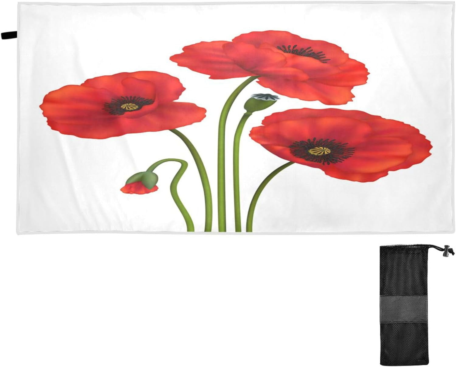 Dreamtimes Beach Towels Poppy Flowers Leaves Plant Camping Towels Sand ...