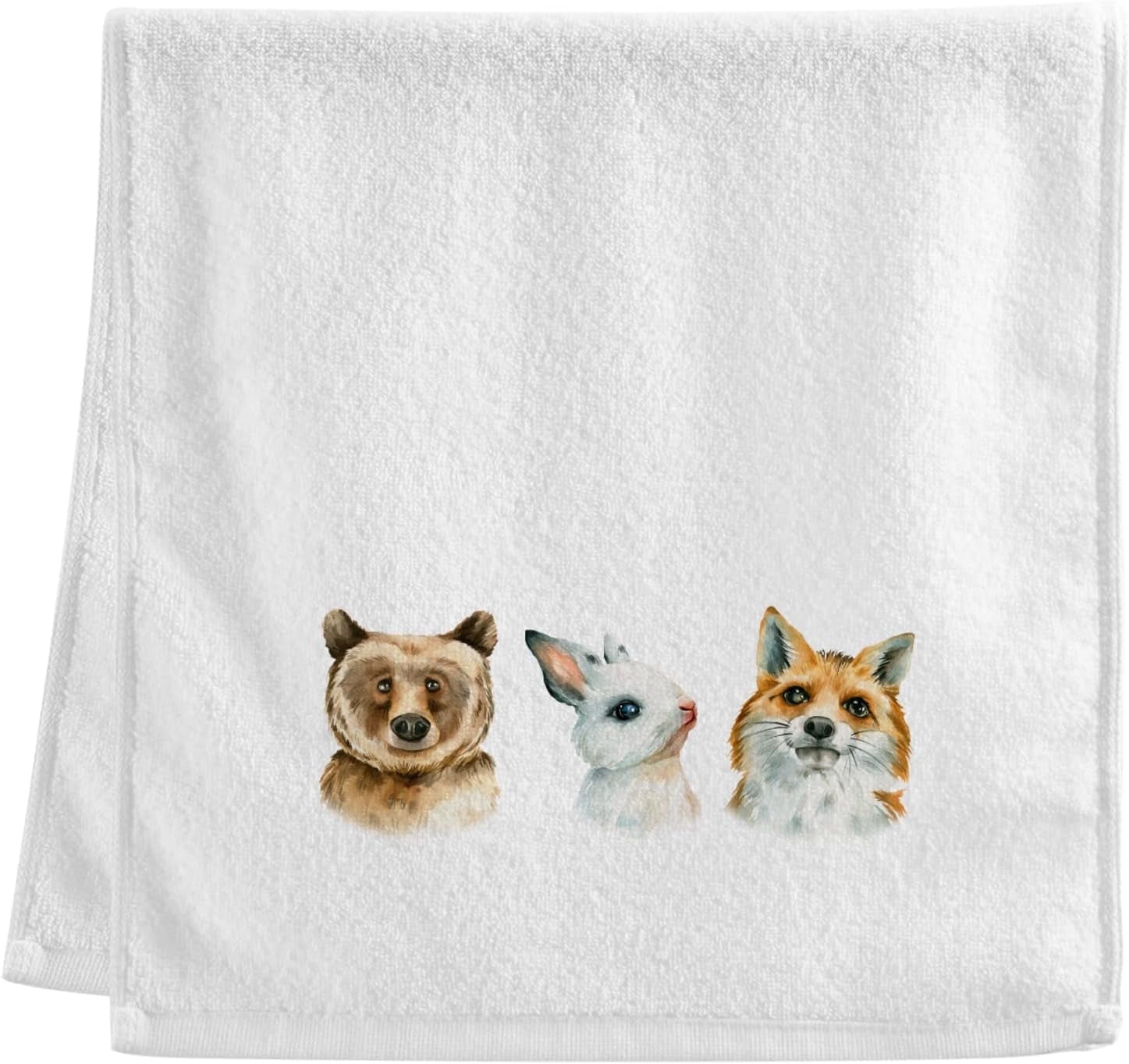 Dreamtimes Bear Rabbit Fox Hand Towels White Bath Towels Soft Absorbent ...