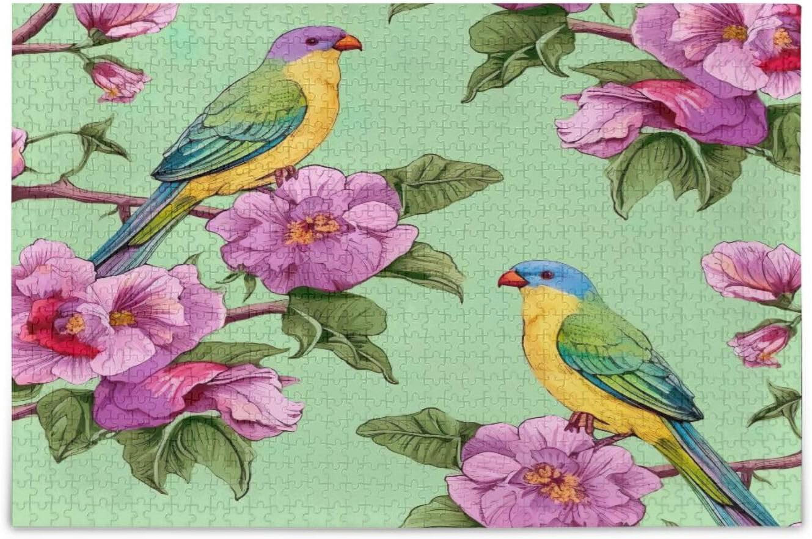 Dreamtimes Beautiful Birds Green Puzzle 1000 Pieces - Wooden Jigsaw ...