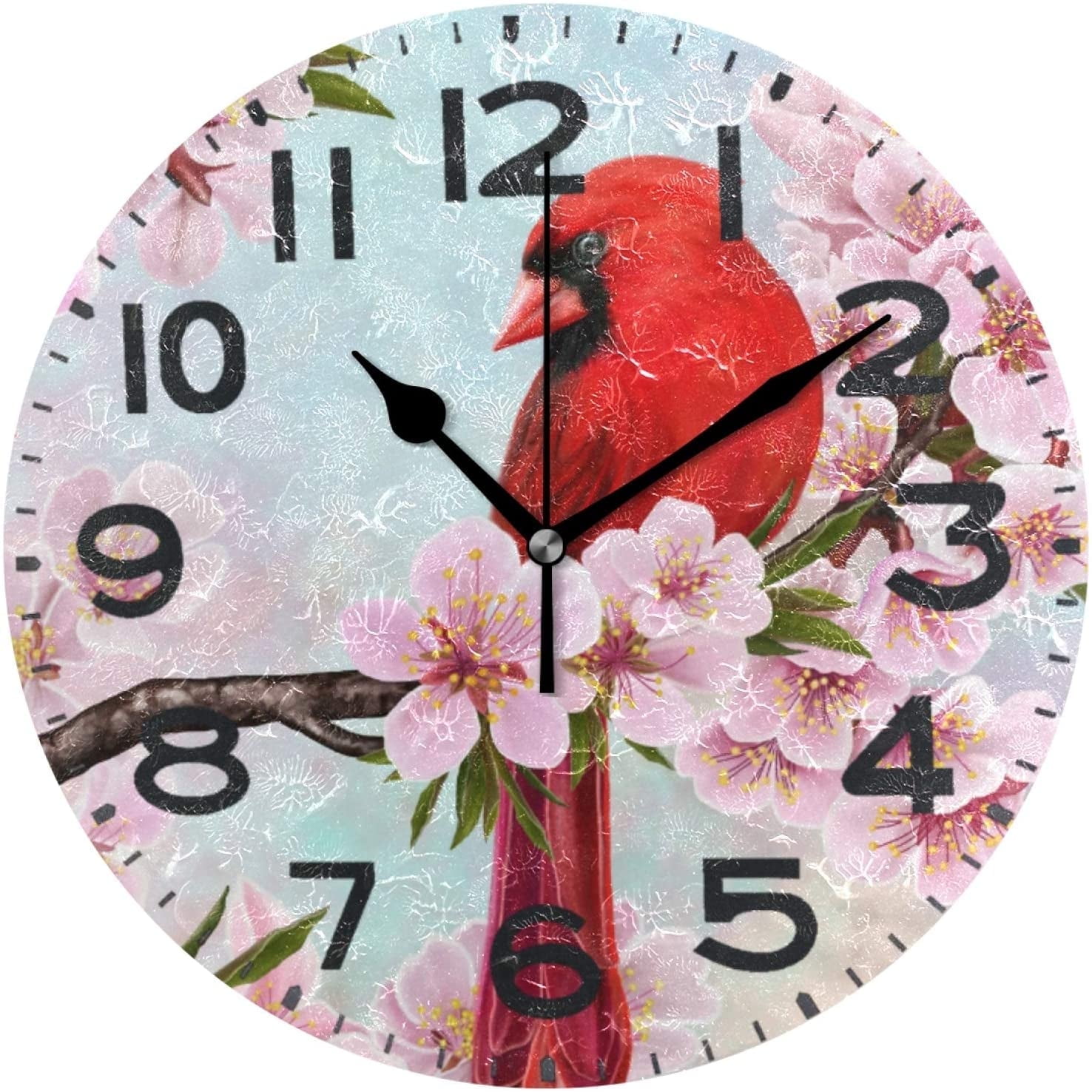 Dreamtimes Beautiful Bracnh Cardinal Xmas Round Wall Clock, 10 Inch ...