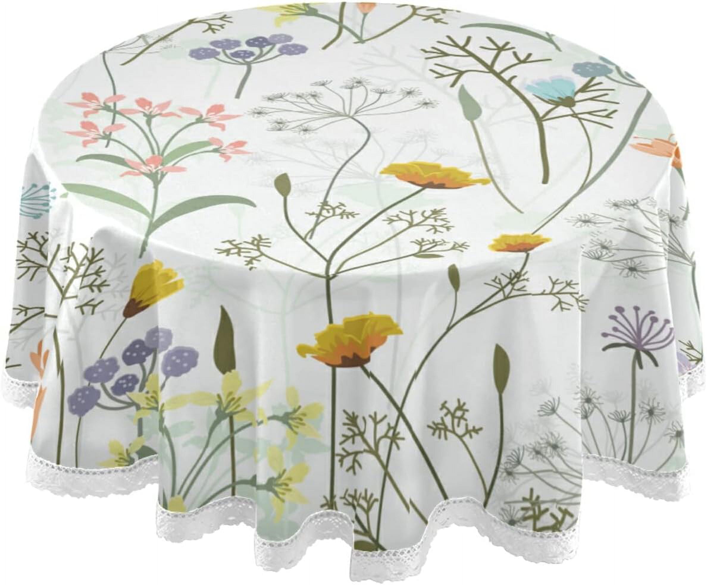 Dreamtimes Beautiful Flowers Round Tablecloth 60", Table Cover Water ...