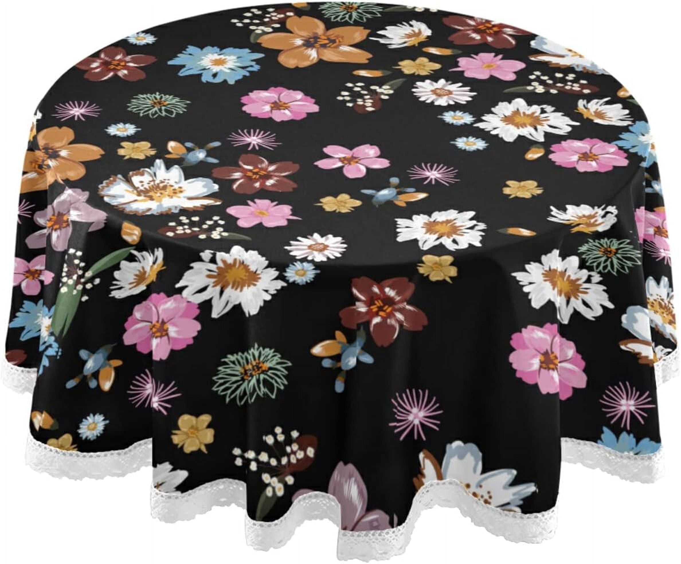 Dreamtimes Beautiful Flowers Round Tablecloth 60", Table Cover Water ...