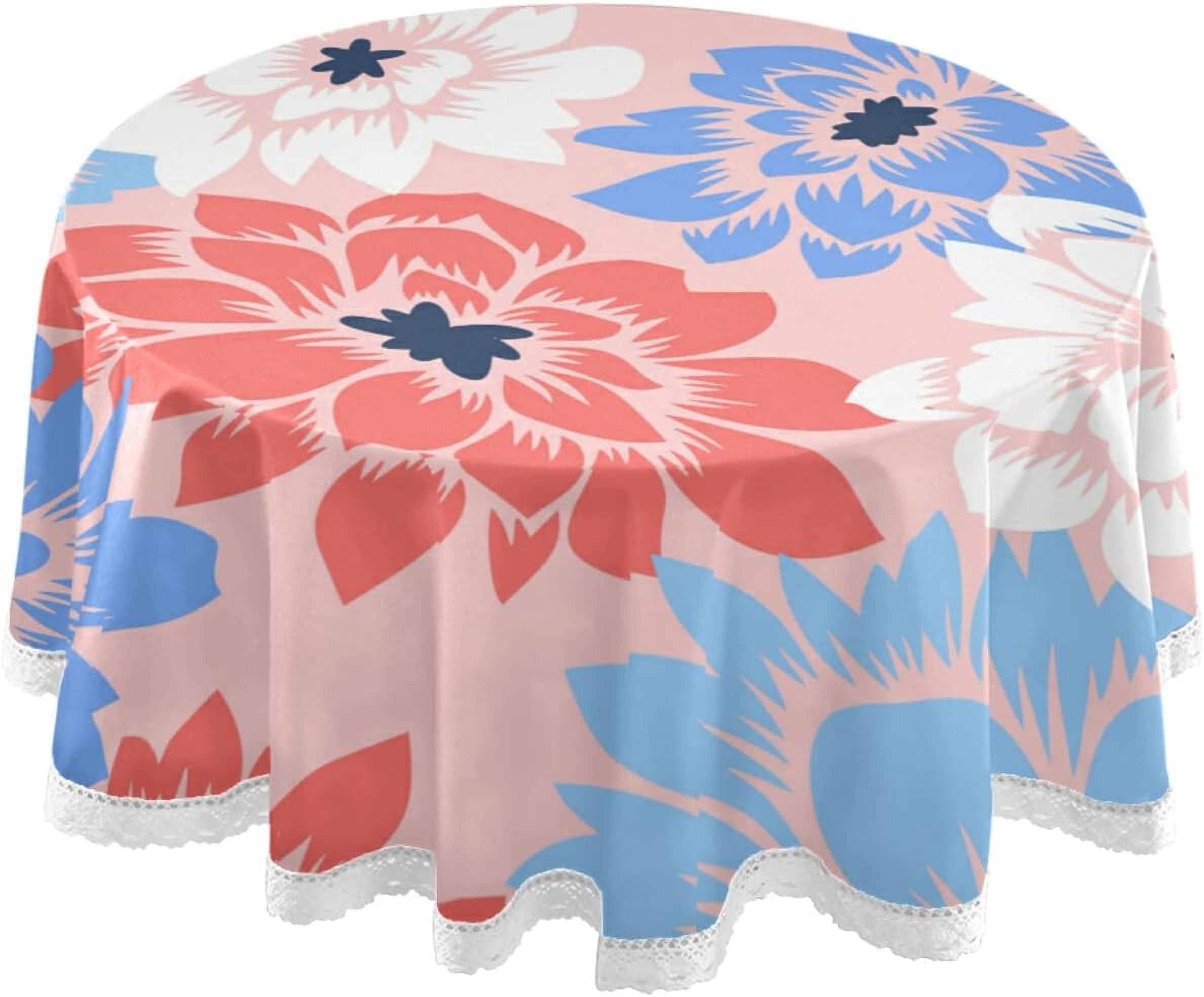 Dreamtimes Beautiful Flowers Round Tablecloth 60", Table Cover Water ...