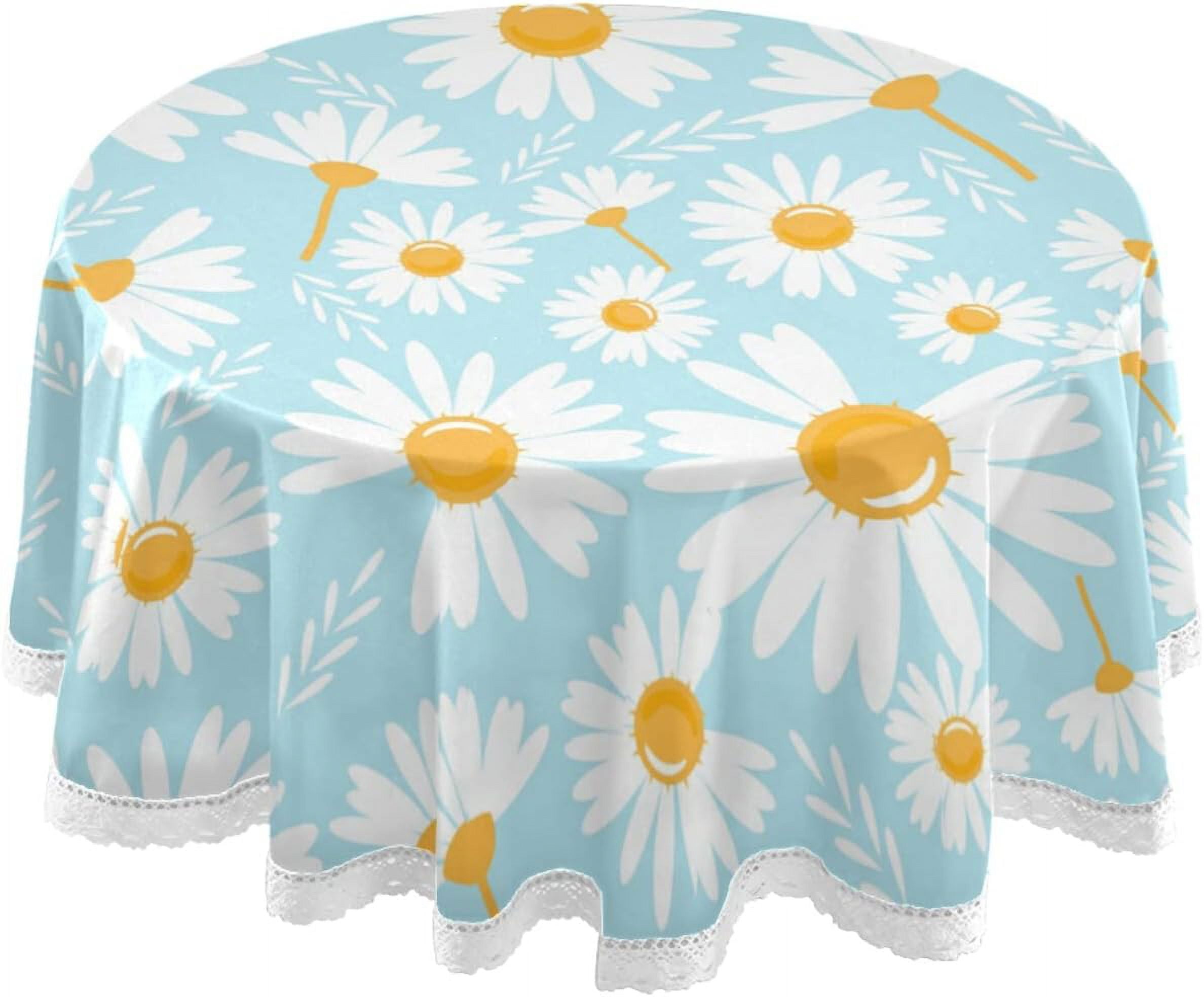 Dreamtimes Beautiful Little Daisies Round Tablecloth 60", Table Cover ...