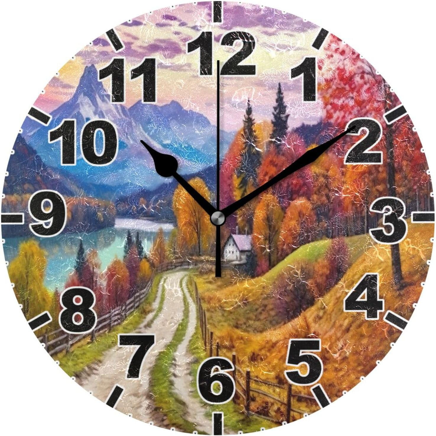 Dreamtimes Beautiful Path Round Wall Clock, Battery Operated Silent Non ...