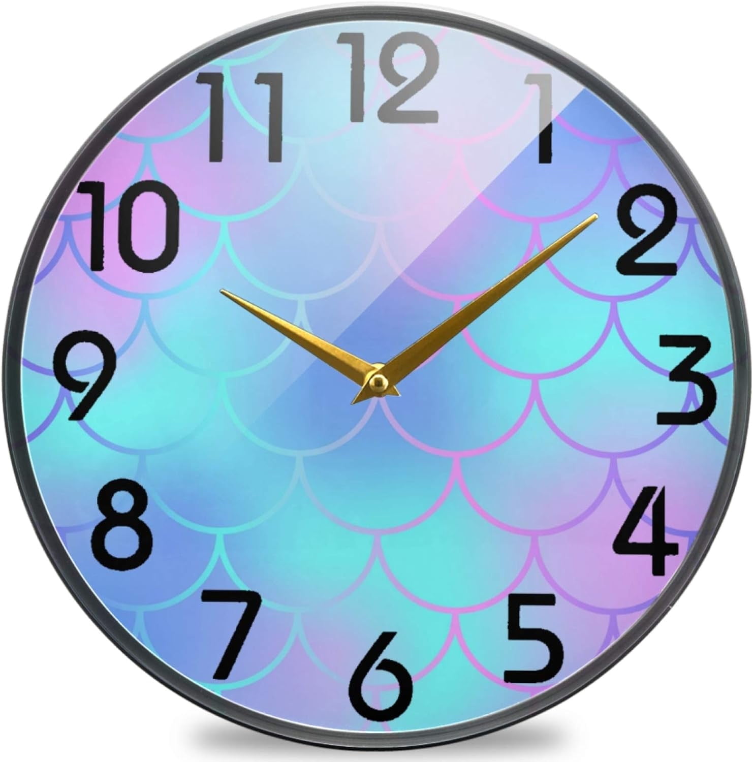 Dreamtimes Beautiful Rainbow Mermaid Tail Scale Pattern Round Wall ...
