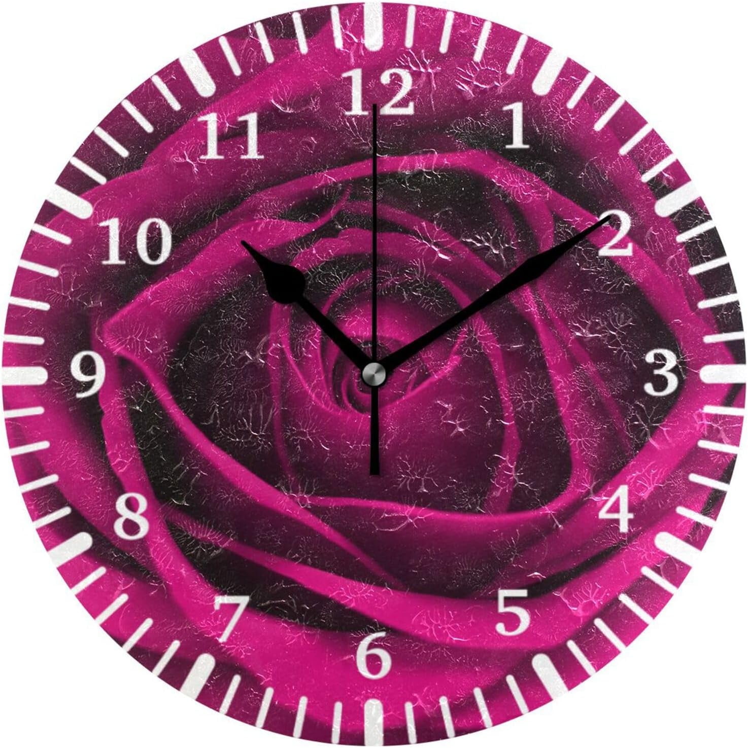 Dreamtimes Beautiful Rose Wall Clock,Silent Non Ticking 10 Inch Battery ...