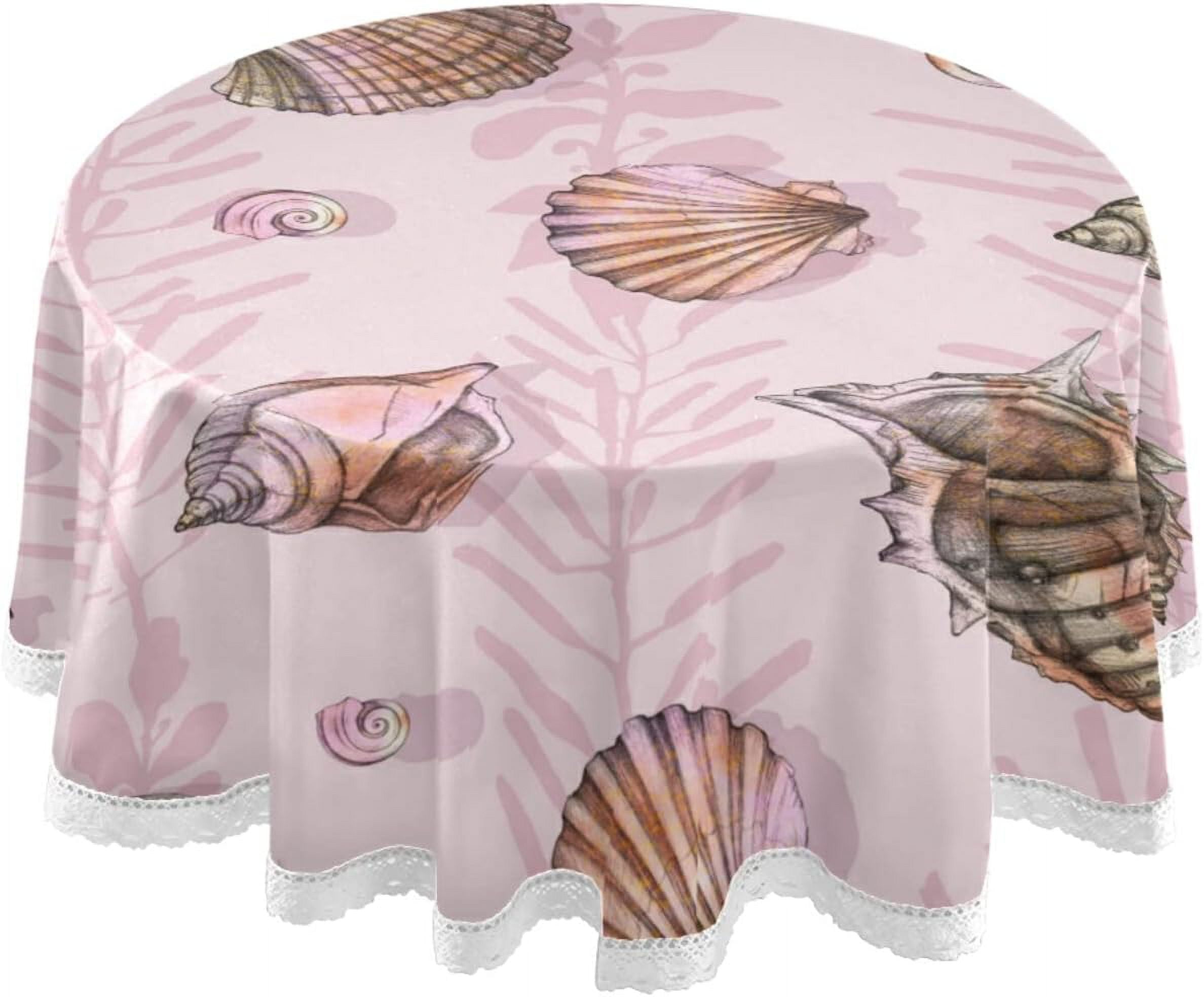Dreamtimes Beautiful Shells Round Tablecloth 60", Table Cover Water ...