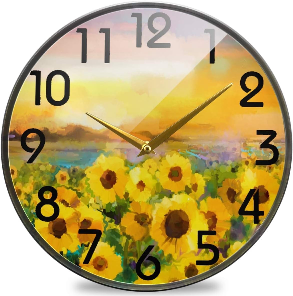 Dreamtimes Beautiful Sunflower Field Oil Painting Print Round Wall ...