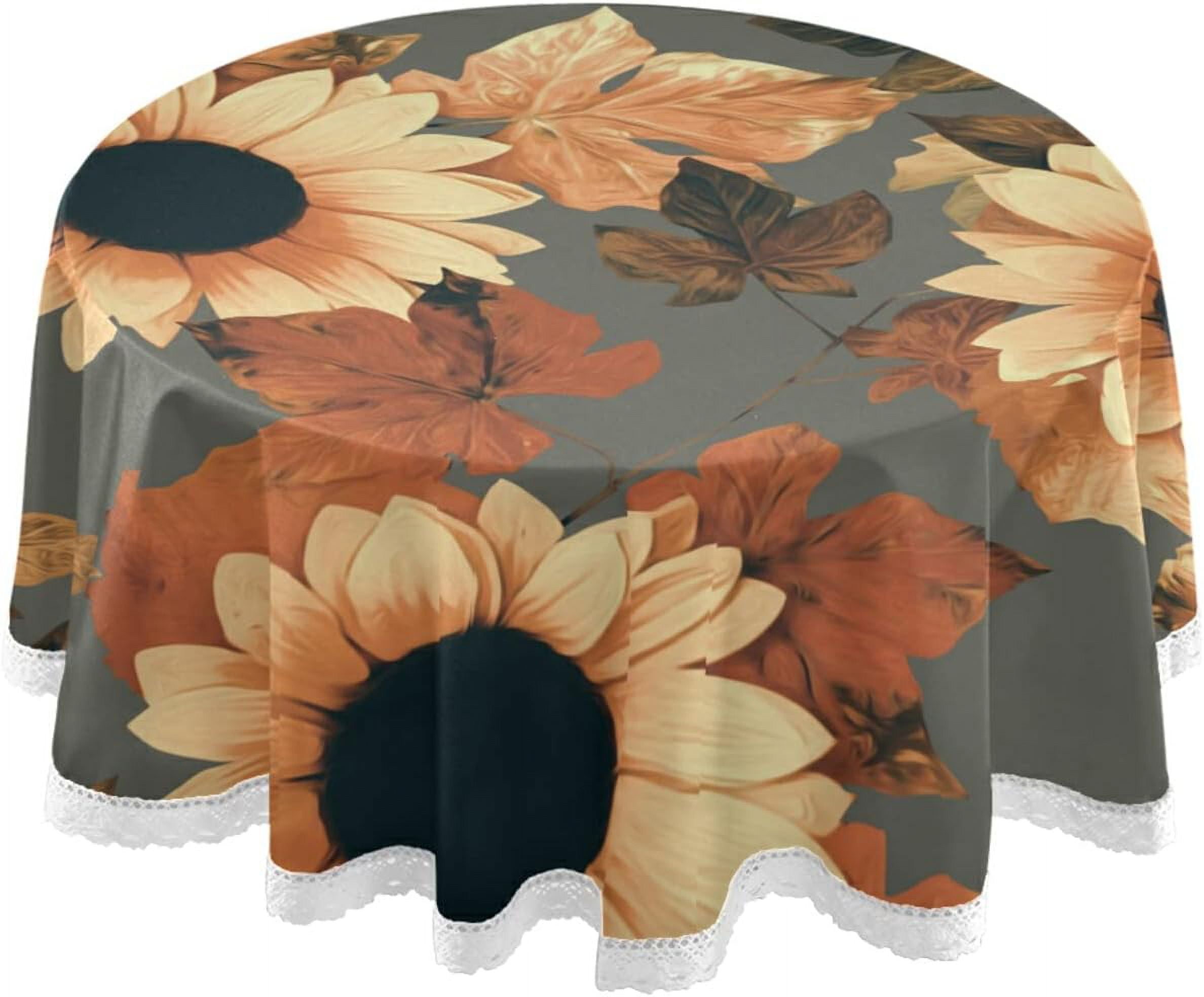 Dreamtimes Beautiful Sunflower Round Tablecloth 60", Table Cover Water ...