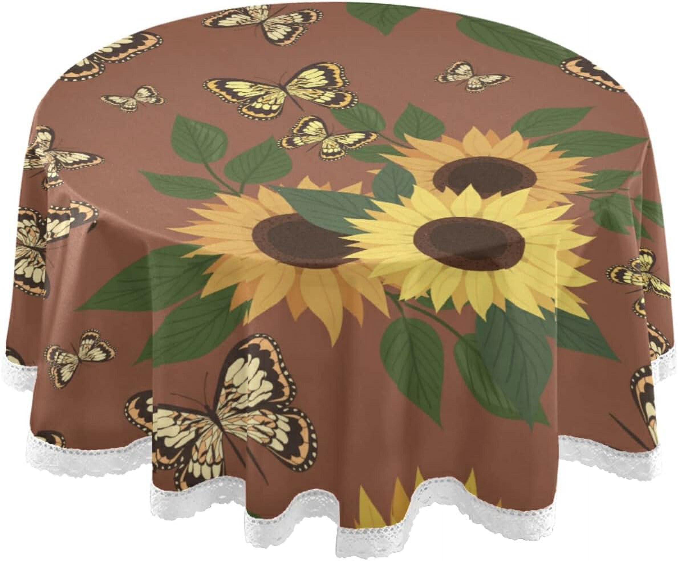 Dreamtimes Beautiful Sunflower Round Tablecloth 60", Table Cover Water ...