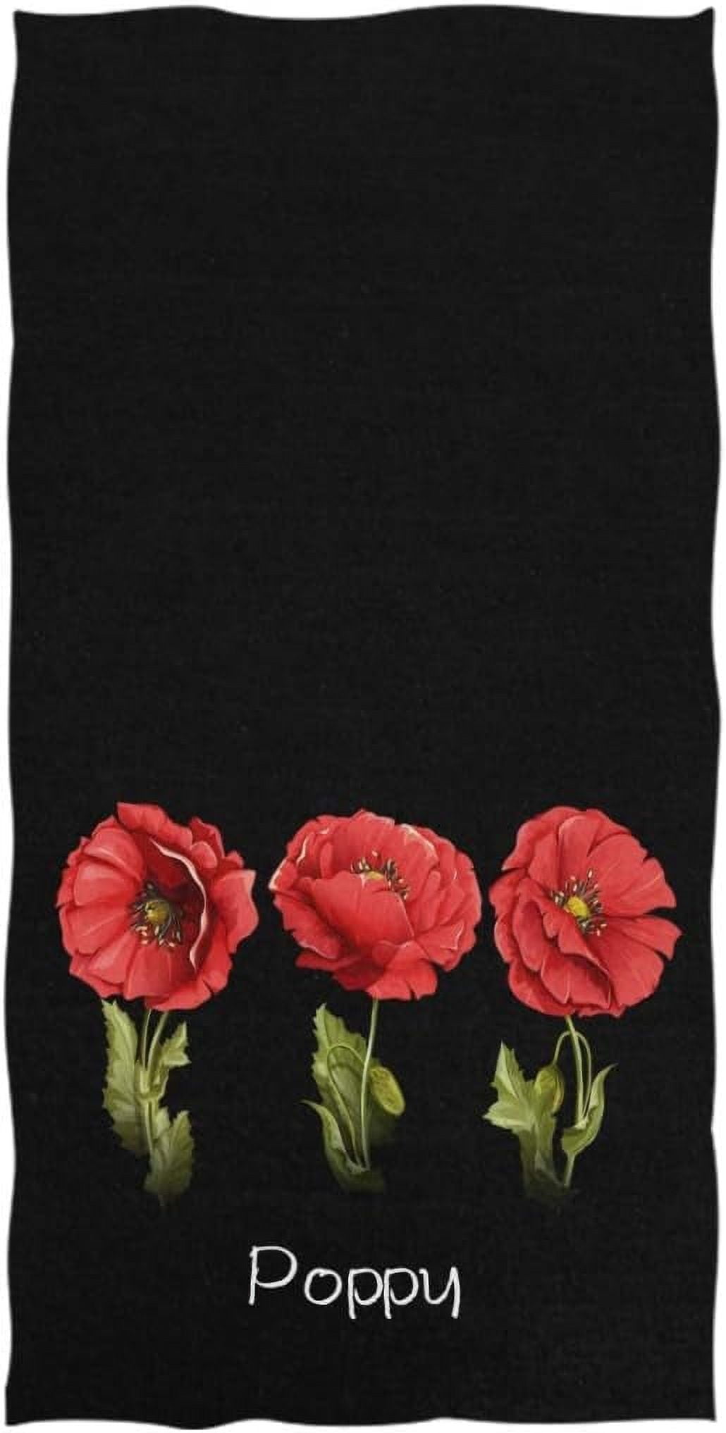 Dreamtimes Beautiful Three Red Poppy Flowers Soft Absorbent Guest Hand ...