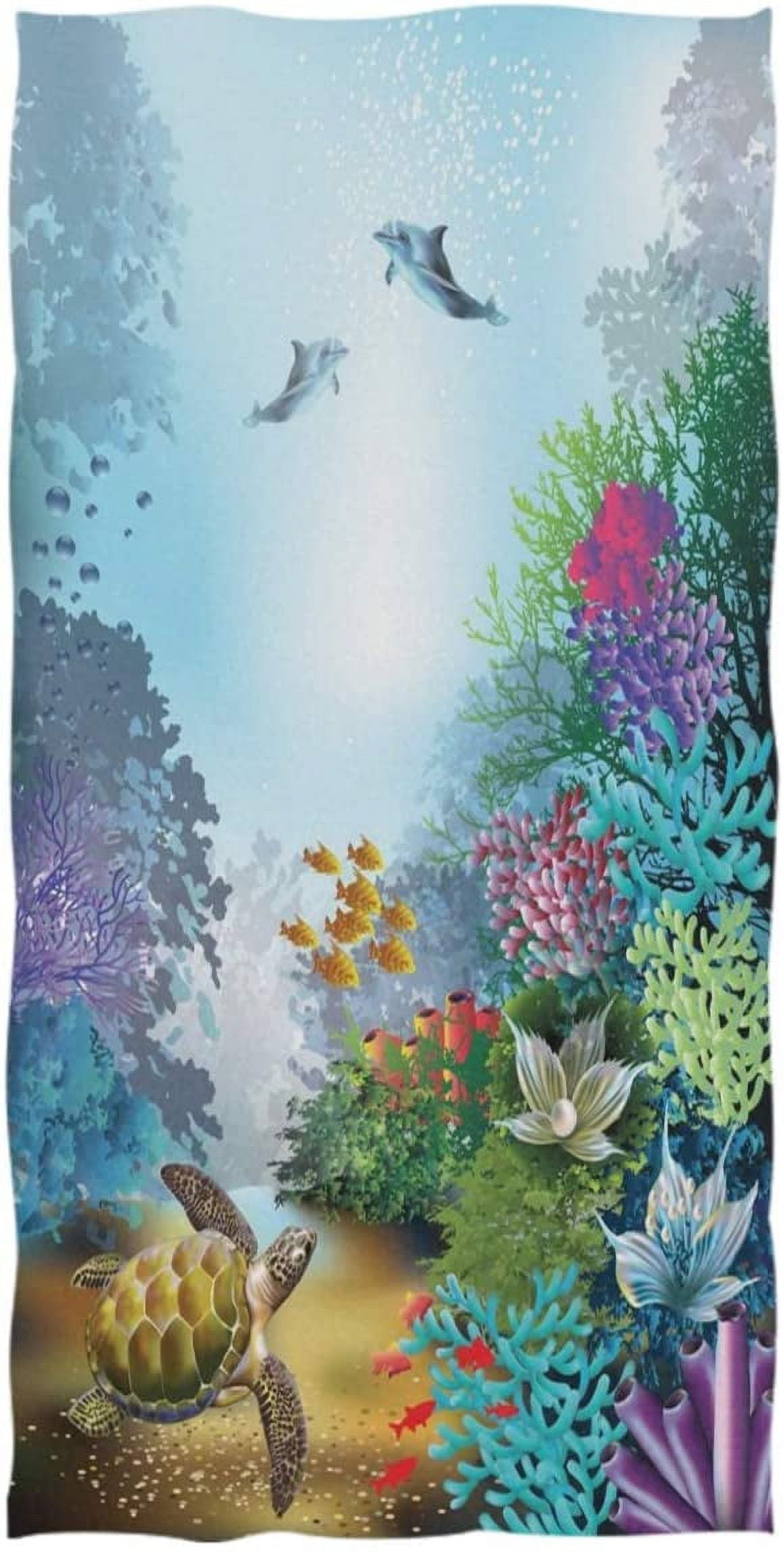 Dreamtimes Beautiful Underwater Coral Dolphins and Turtle Print Soft ...