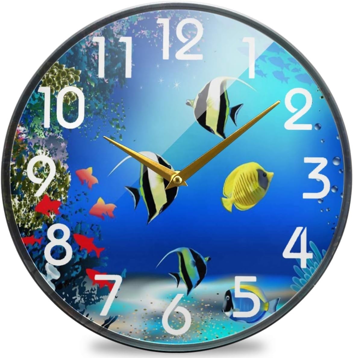 Dreamtimes Beautiful Underwater World Fish Plants Round Wall Clock, 12 ...