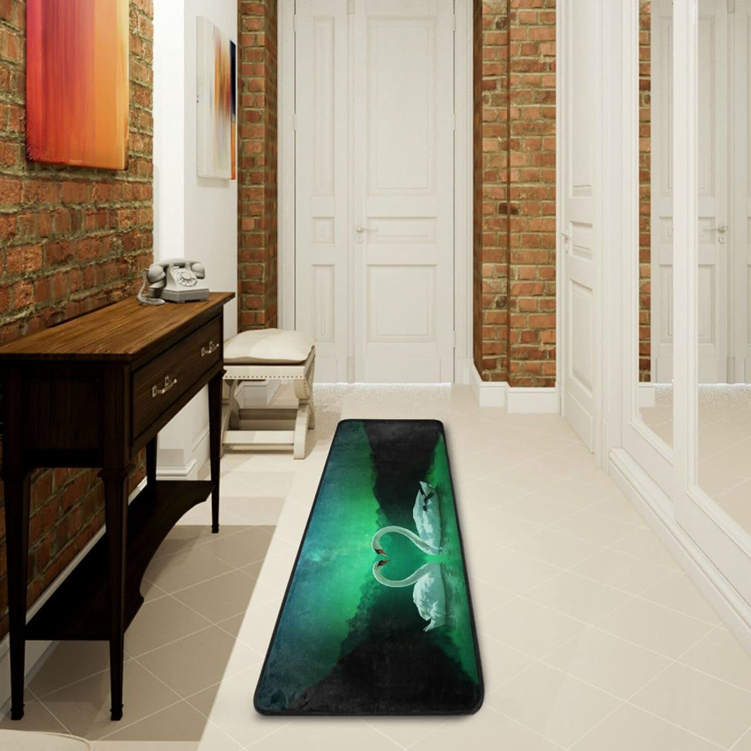 Dreamtimes Beautiful White Swan on Lake Hallway Runner Rug 2'x6 ...