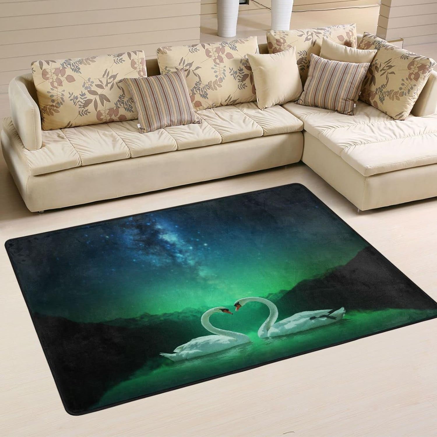 Dreamtimes Beautiful White Swan on Lake Non-Slip Area Rug 36"x24 ...