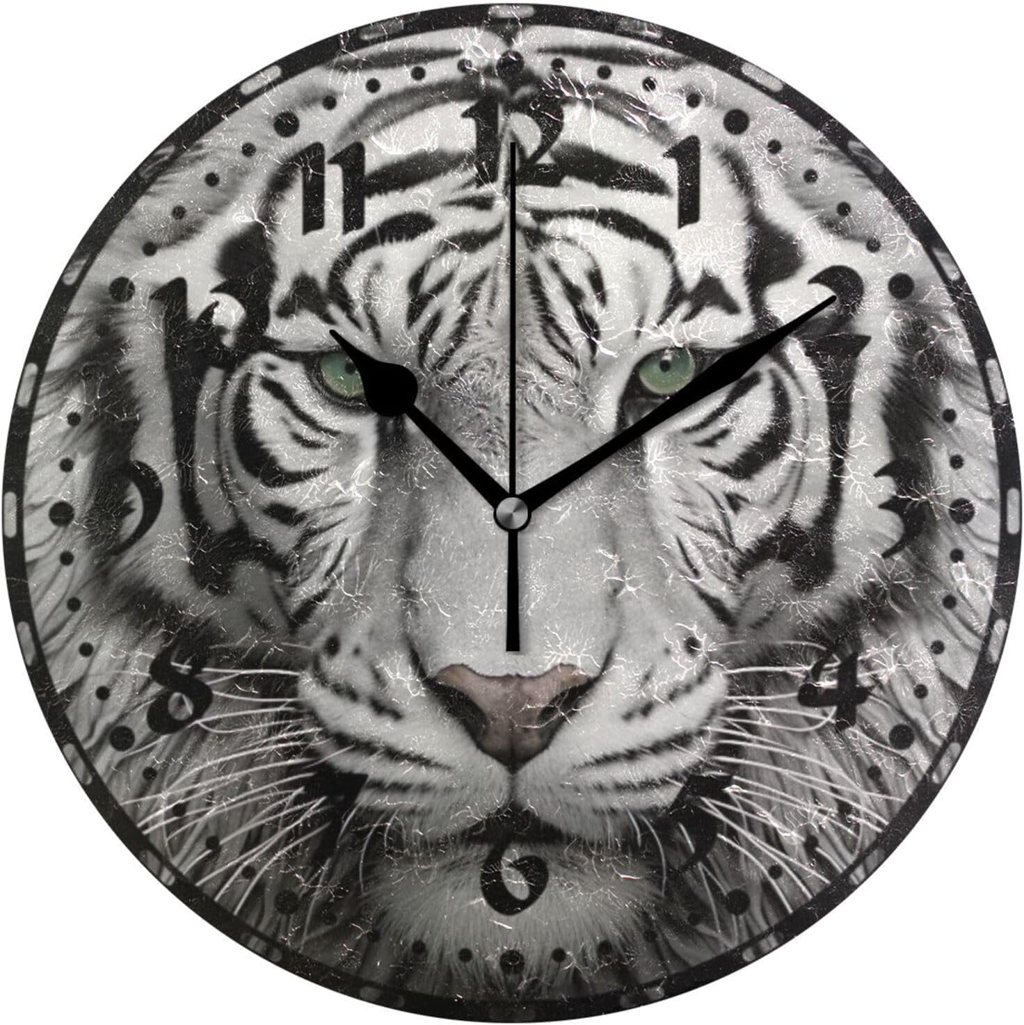 Dreamtimes Beautiful White Tiger Wall Clock, Silent Non Ticking 10 Inch ...