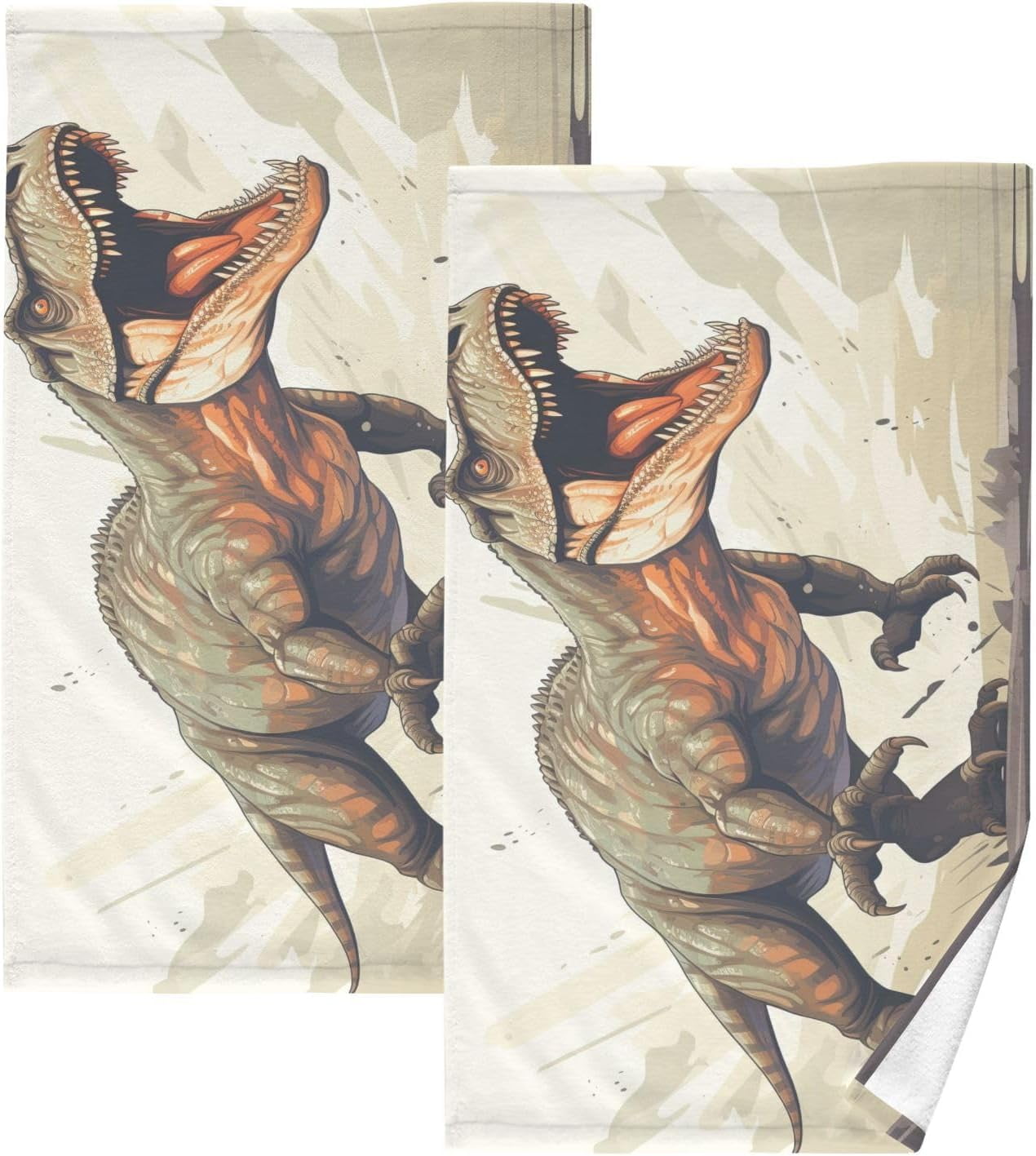 Dreamtimes Big Rex Dinosaur Bath Towels Set 16×28 inches, Cotton Face ...