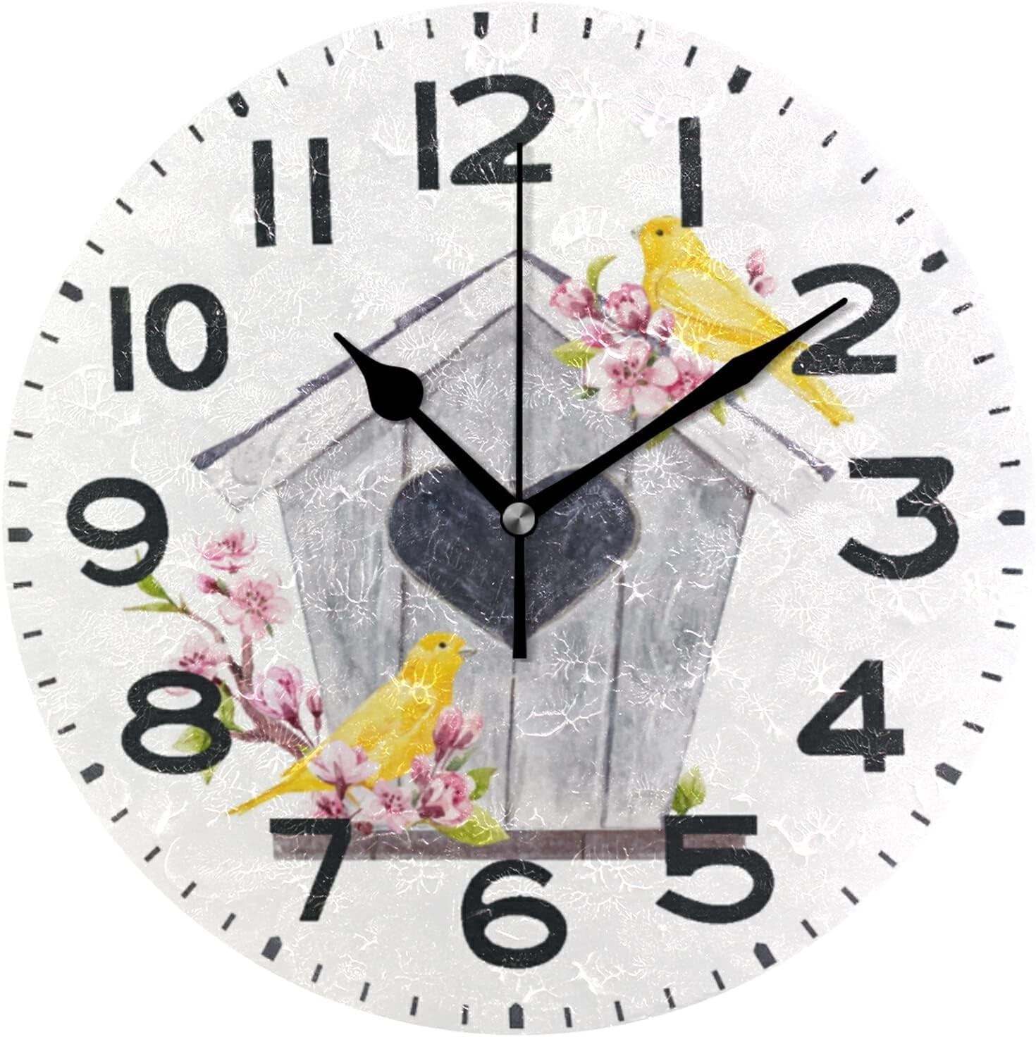 Dreamtimes Birdhouse Yellow Couple Birds Spring Round Wall Clock, 10 ...