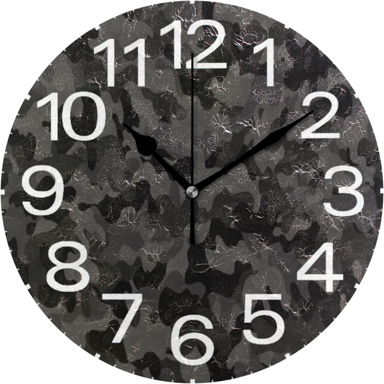 Dreamtimes Black Grey Leopard Print Wall Clock,Silent Non Ticking 10 ...