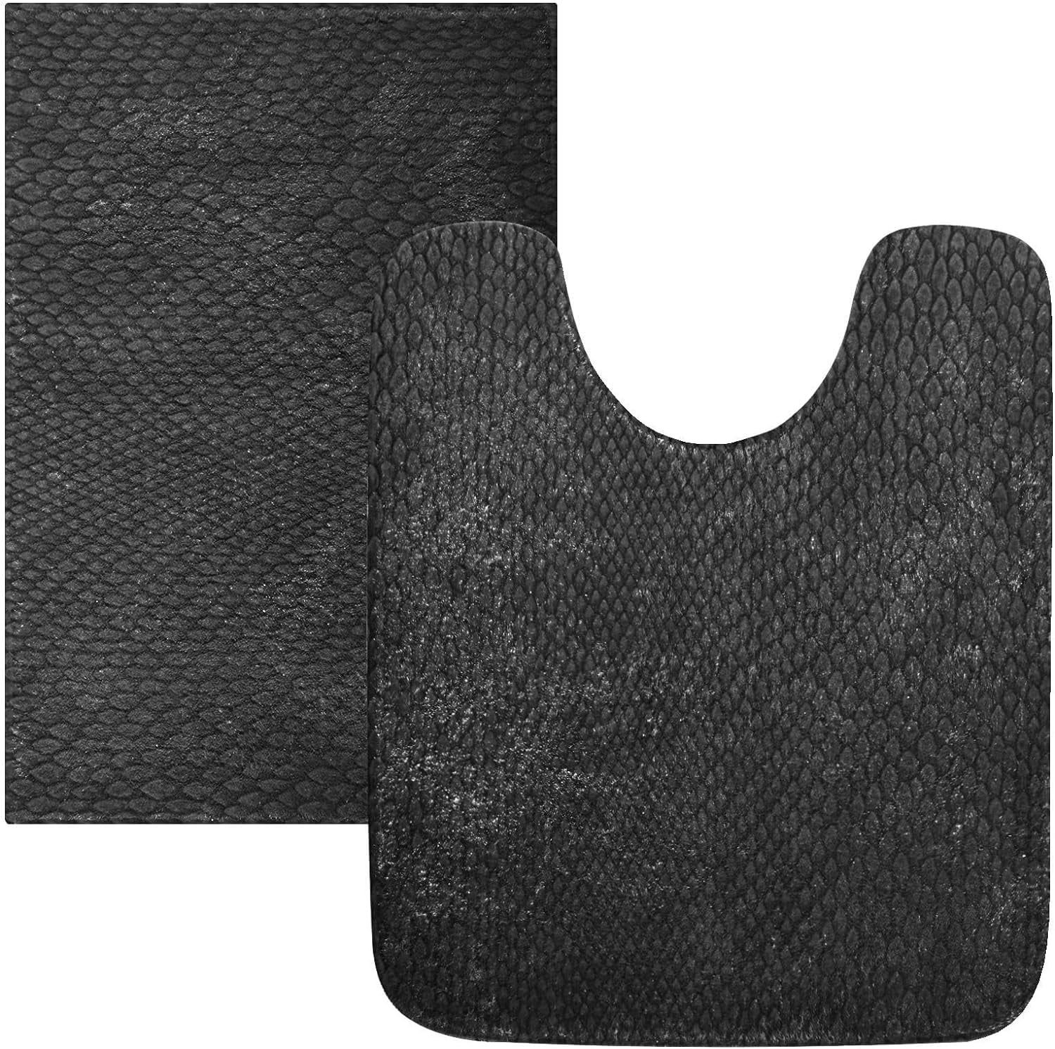 Dreamtimes Black Snake Skin Print Bath Mat for Bathroom Shower U Shape ...