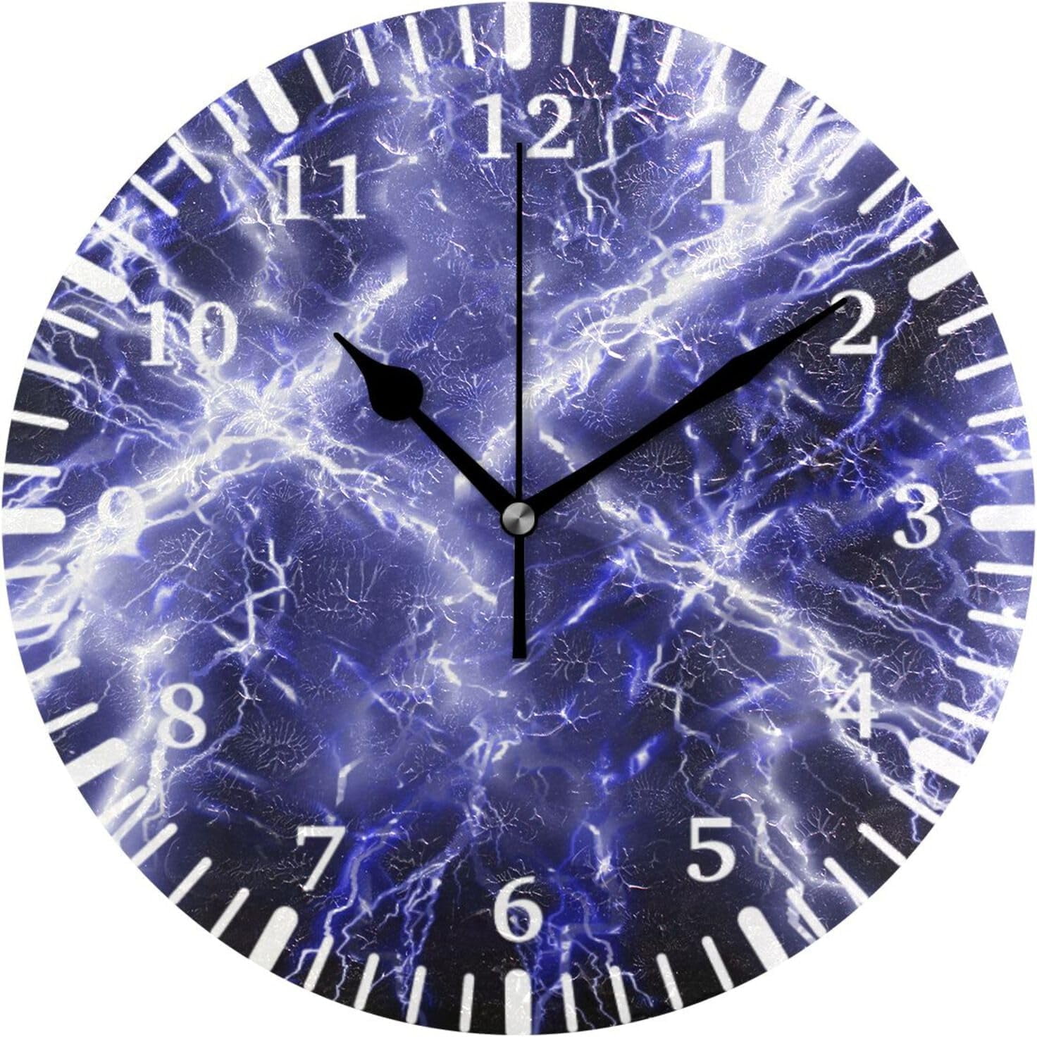 Dreamtimes Blue Lightning Wall Clock,Silent Non Ticking 10 Inch Battery ...