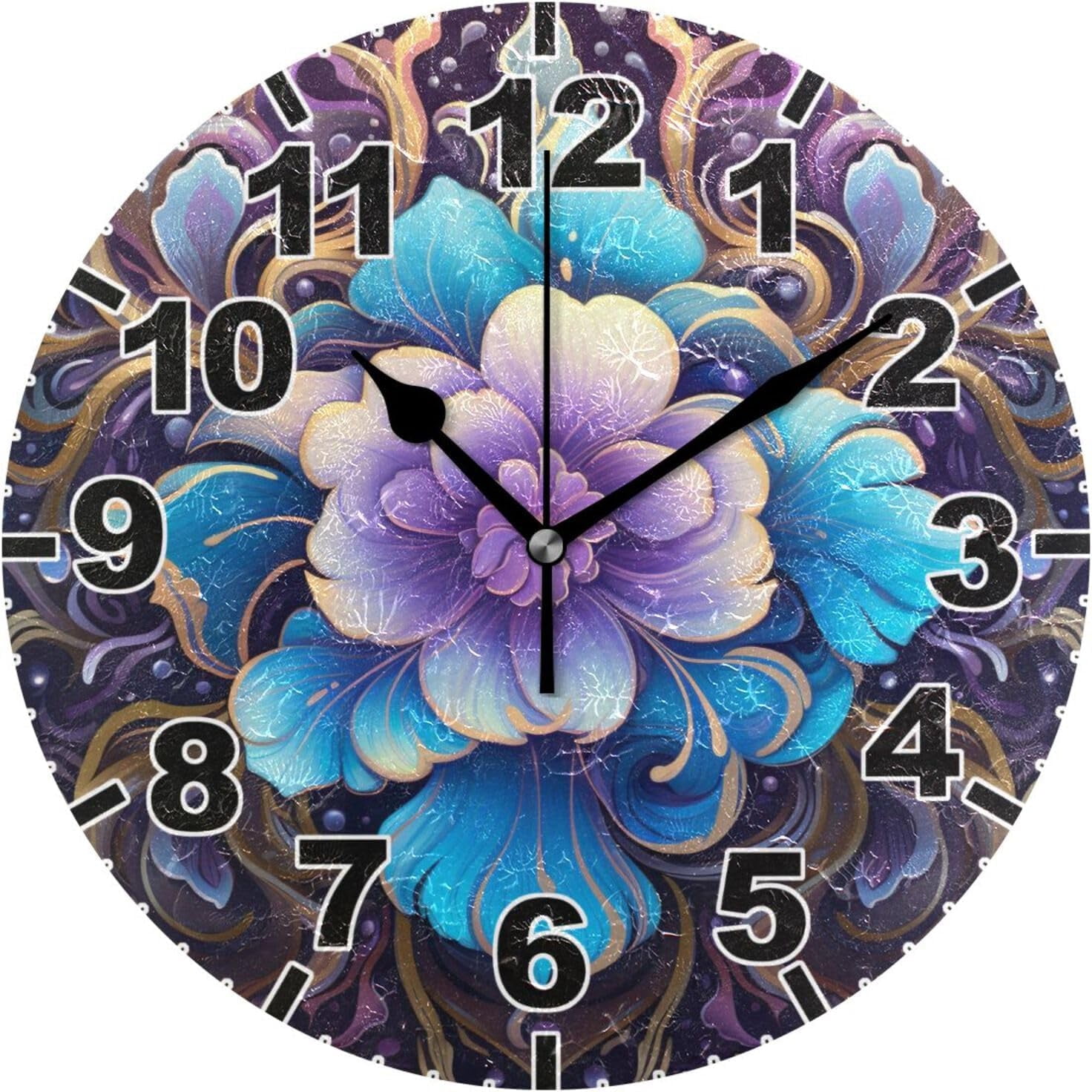 Dreamtimes Blue Mandala Round Wall Clock, Battery Operated Silent Non ...