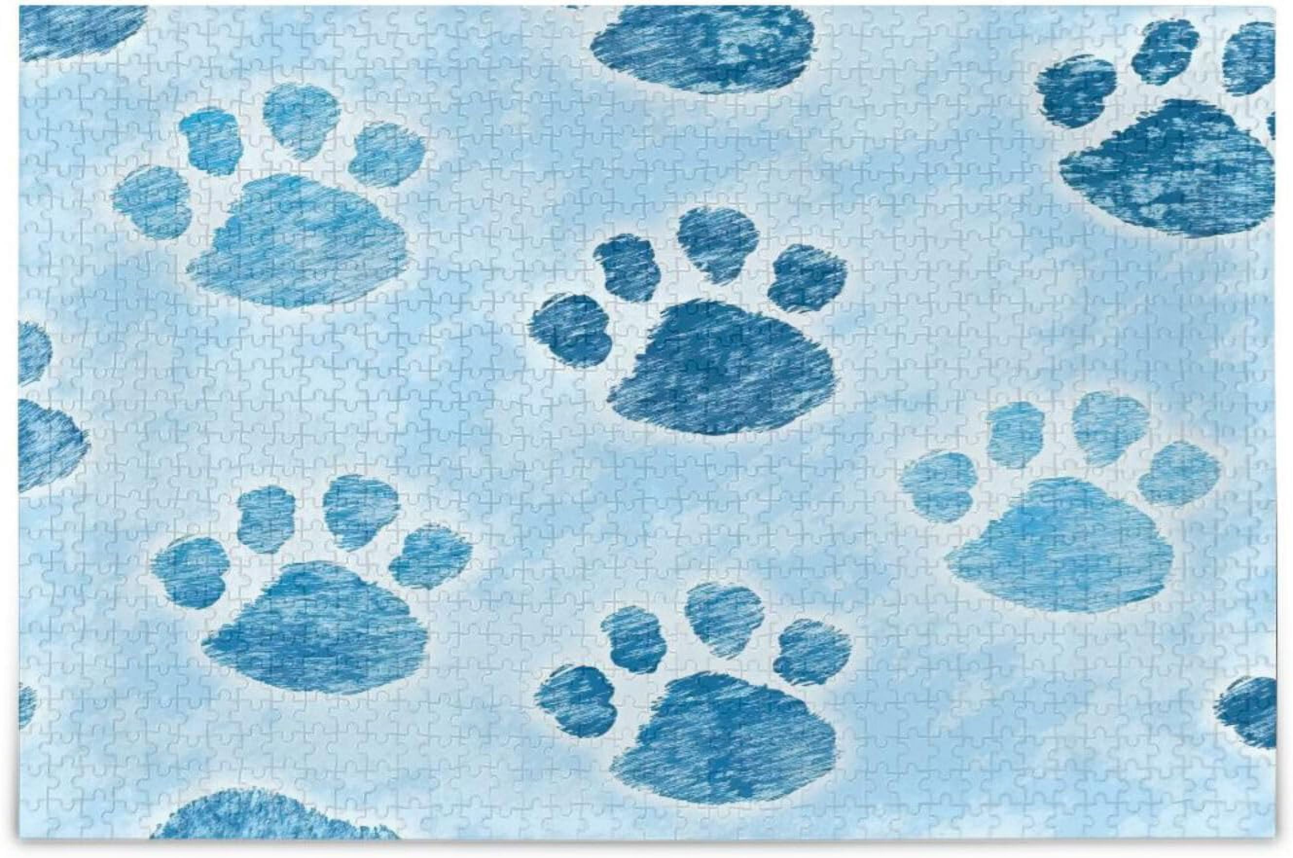 Dreamtimes Blue Paw Prints Puzzle 1000 Pieces - Wooden Jigsaw Puzzles ...