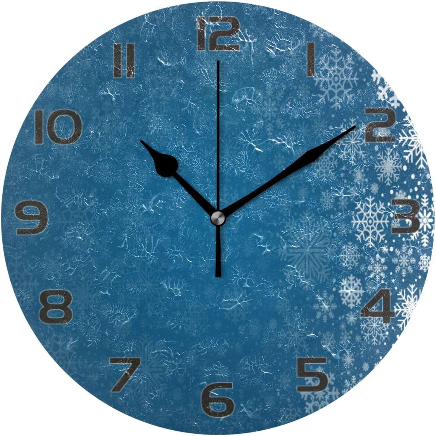 Dreamtimes Blue Snowflake Wall Clock, Silent Non Ticking Battery ...