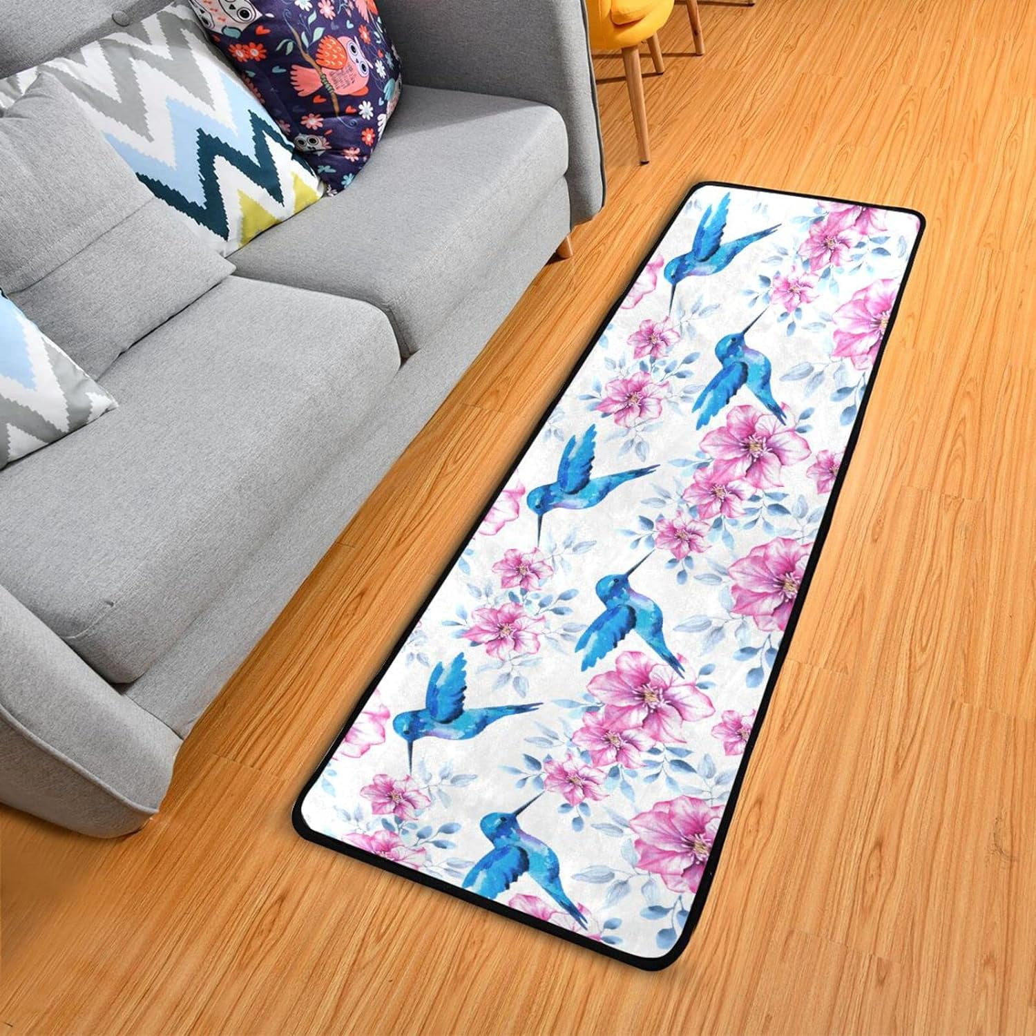 Dreamtimes Blue Spring Hummingbird Hallway Runner Rug 2'x6' Kitchen Rug ...