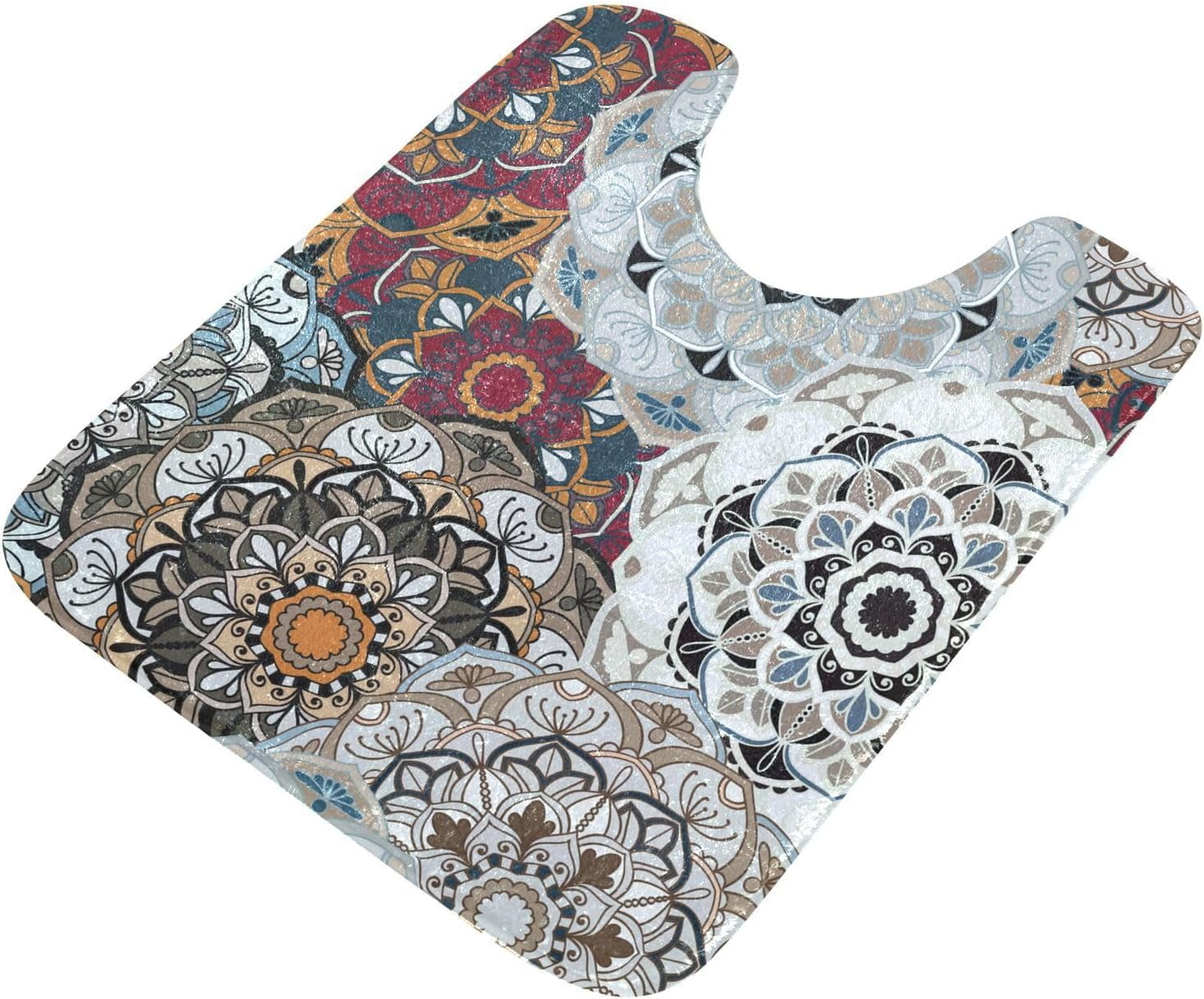 Dreamtimes Bohemian Flower High Absorbent U-Shaped Contour Toilet Rugs ...
