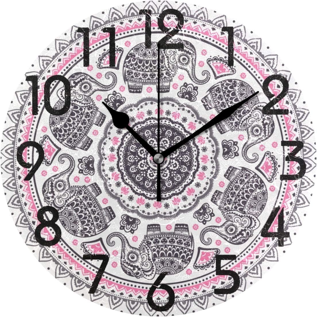 Dreamtimes Boho Indian Lotus Ethnic Elephant Mandala Print Round Wall ...